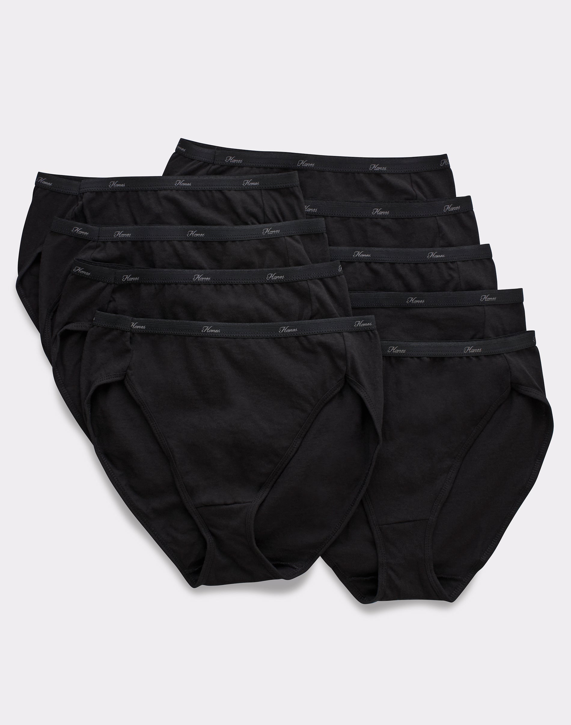 Hanes 10-Pack Hi-Cuts Briefs Women's Underwear, Cotton, Breathable, All ...