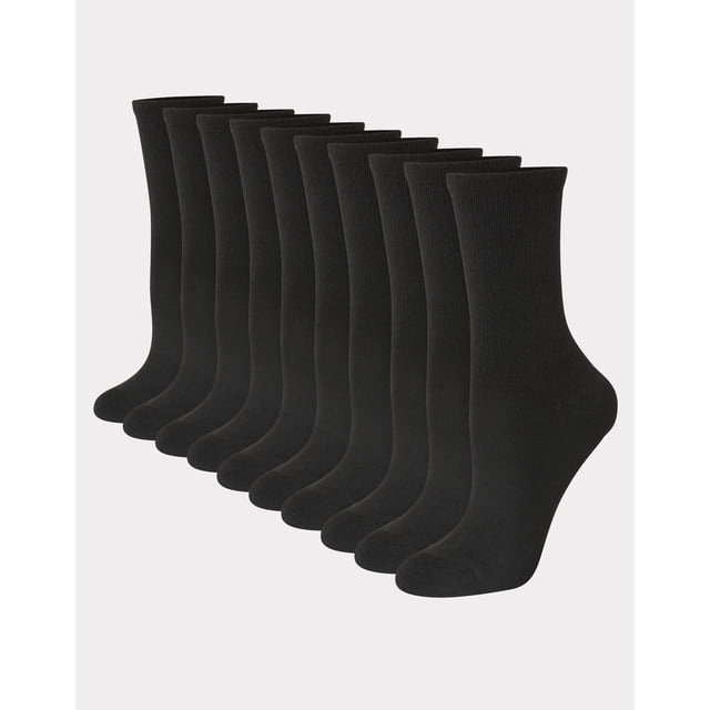 Hanes Women's Comfort Fit Crew Socks, Extended Size 10-Pack - Walmart.com