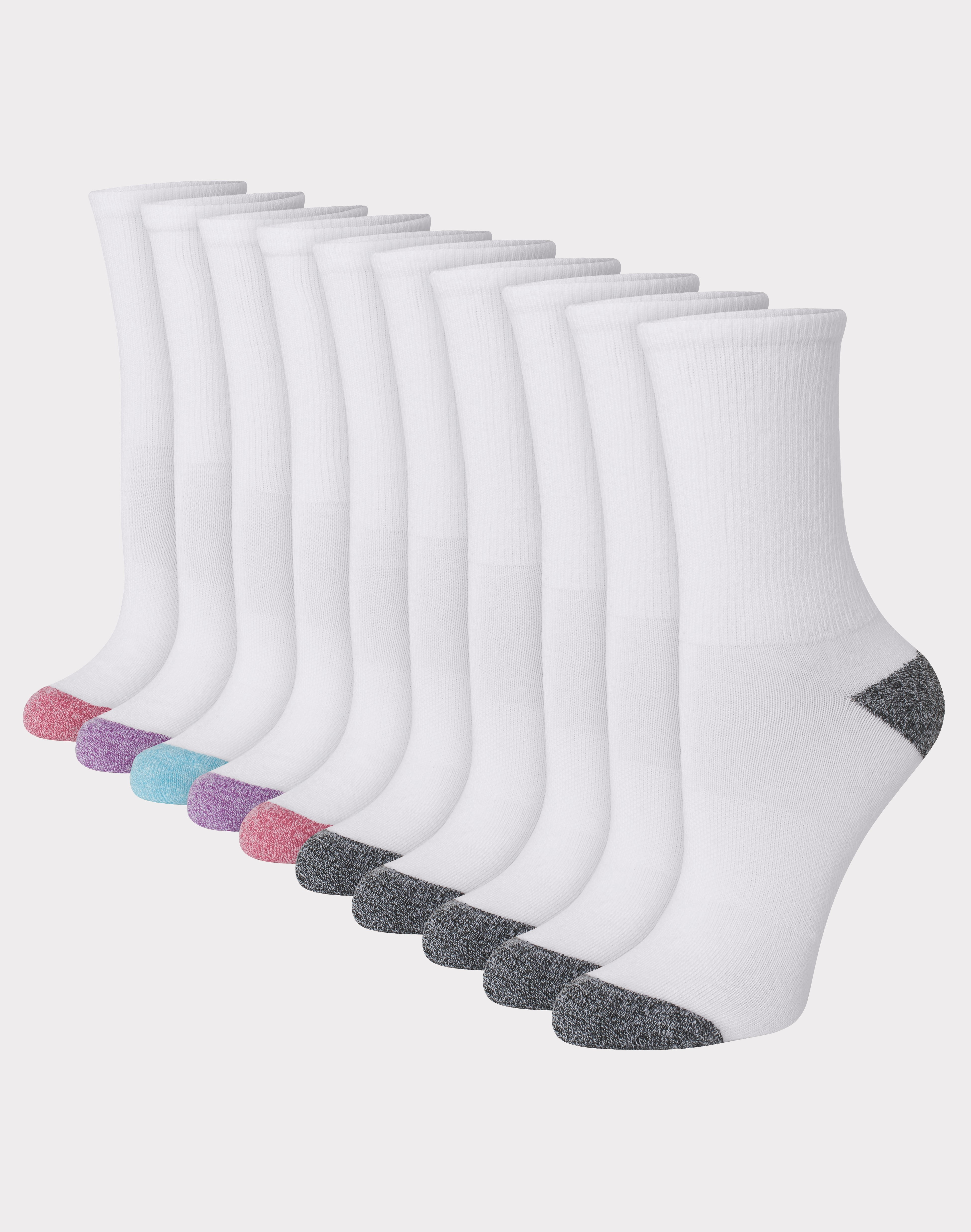 Hanes Women's Comfort Fit Crew Socks, Extended Size 10-Pack - Walmart.com