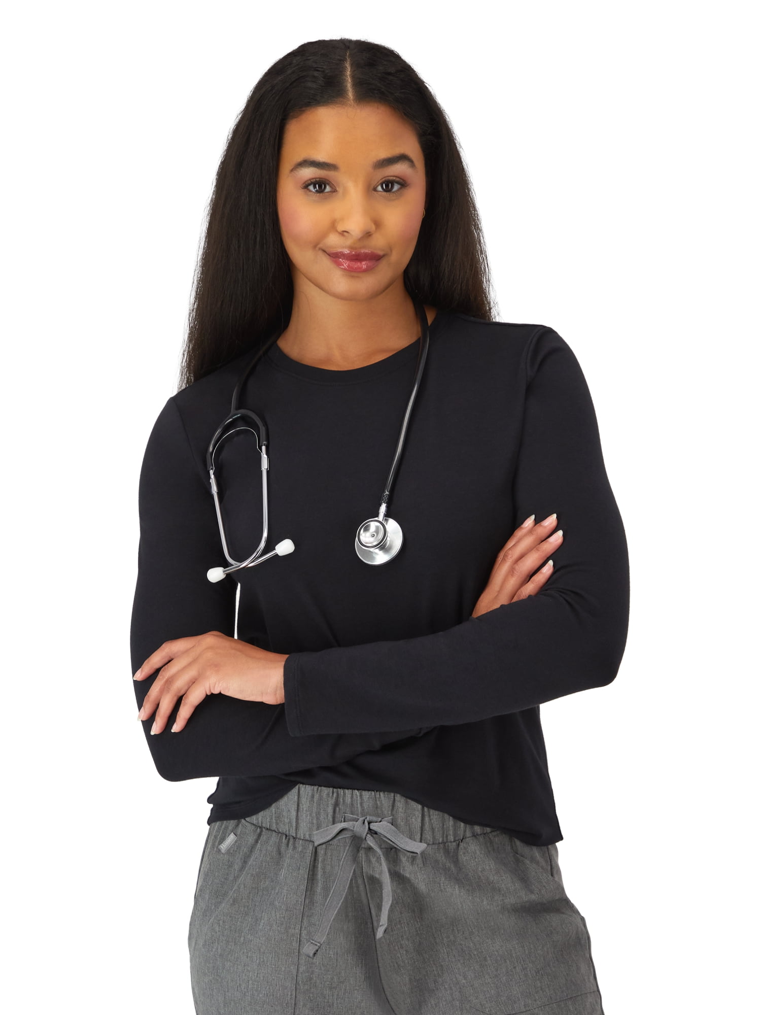 Hanes Women's Comfort Fit Scrubs Long Sleeve, Crew Neck Underscrub ...