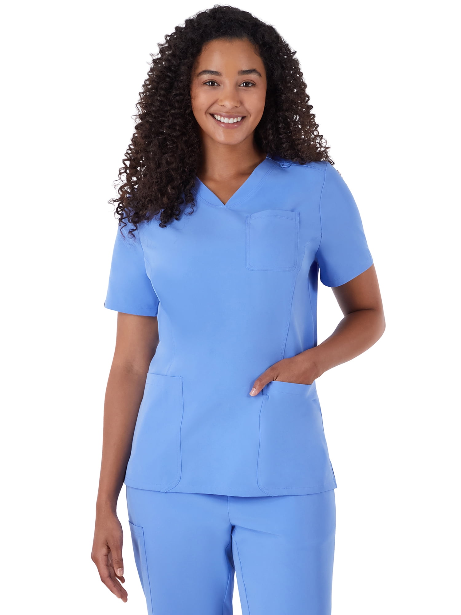 Hanes Comfort Fit Scrubs Women's Rib Back Scrub Top Ceil Blue 2XL ...