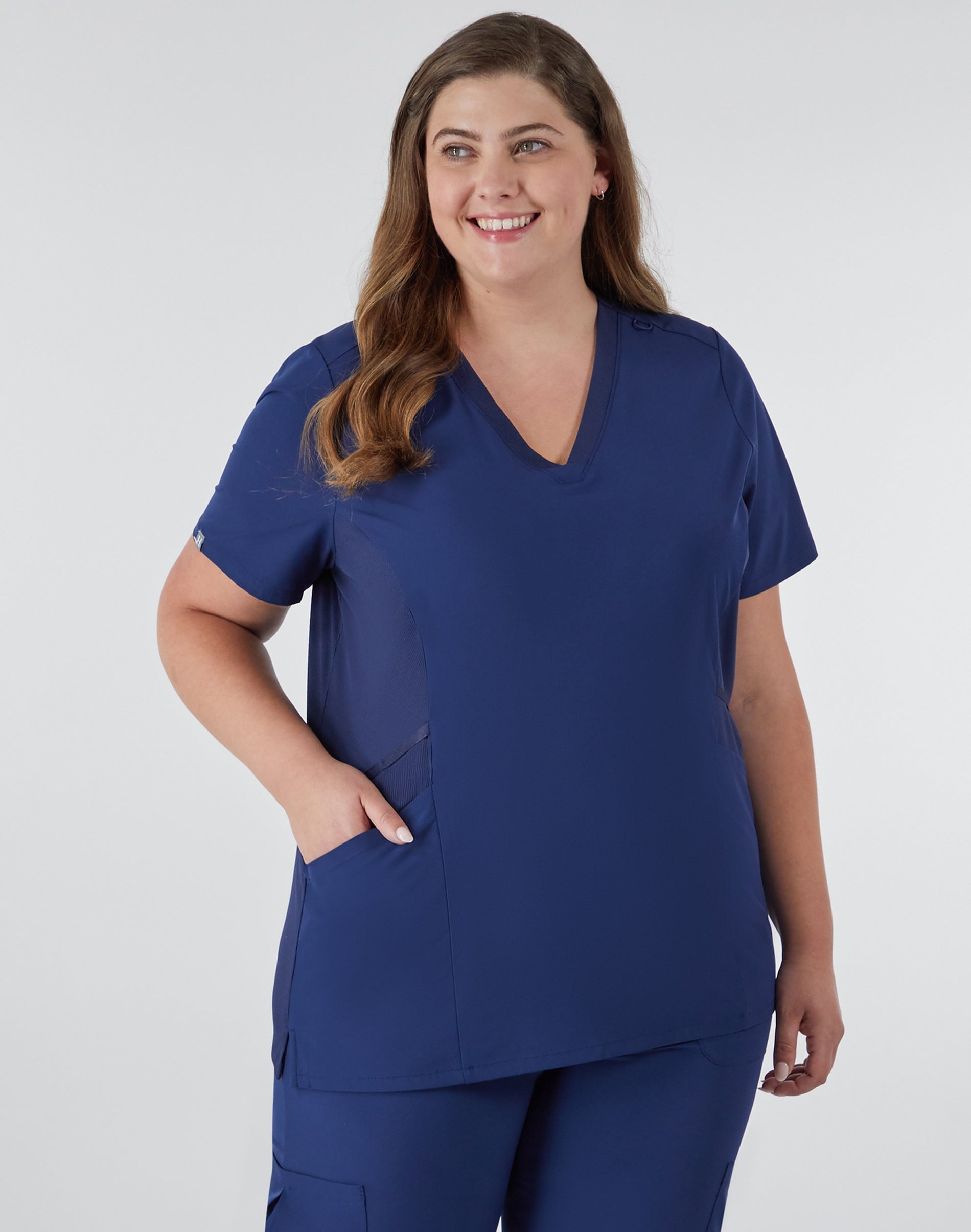 Hanes Women's Ribbed Side Panel V-Neck Scrub Top, Comfortable Fit ...