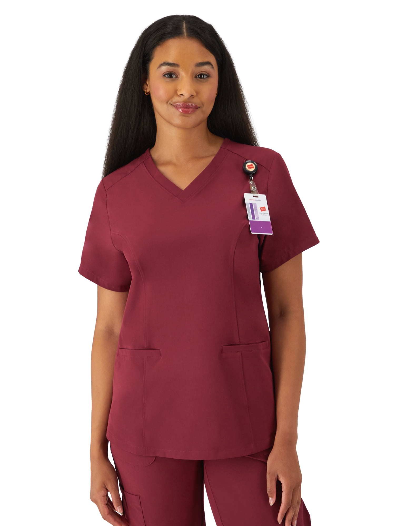 Hanes Women's Comfort Fit Short Sleeve V-Neck Scrub Top, Style HSW107 ...
