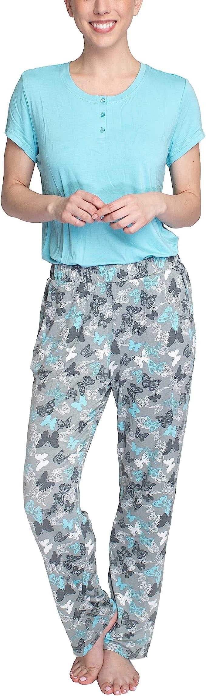 Hanes Women's Comfort Sleep Feather Knit Pajama Set, Lounge PJ Sleep ...