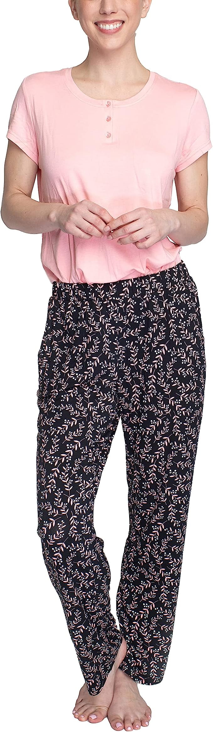 Hanes Women's Comfort Sleep Feather Knit Pajama Set, Lounge PJ Sleep ...