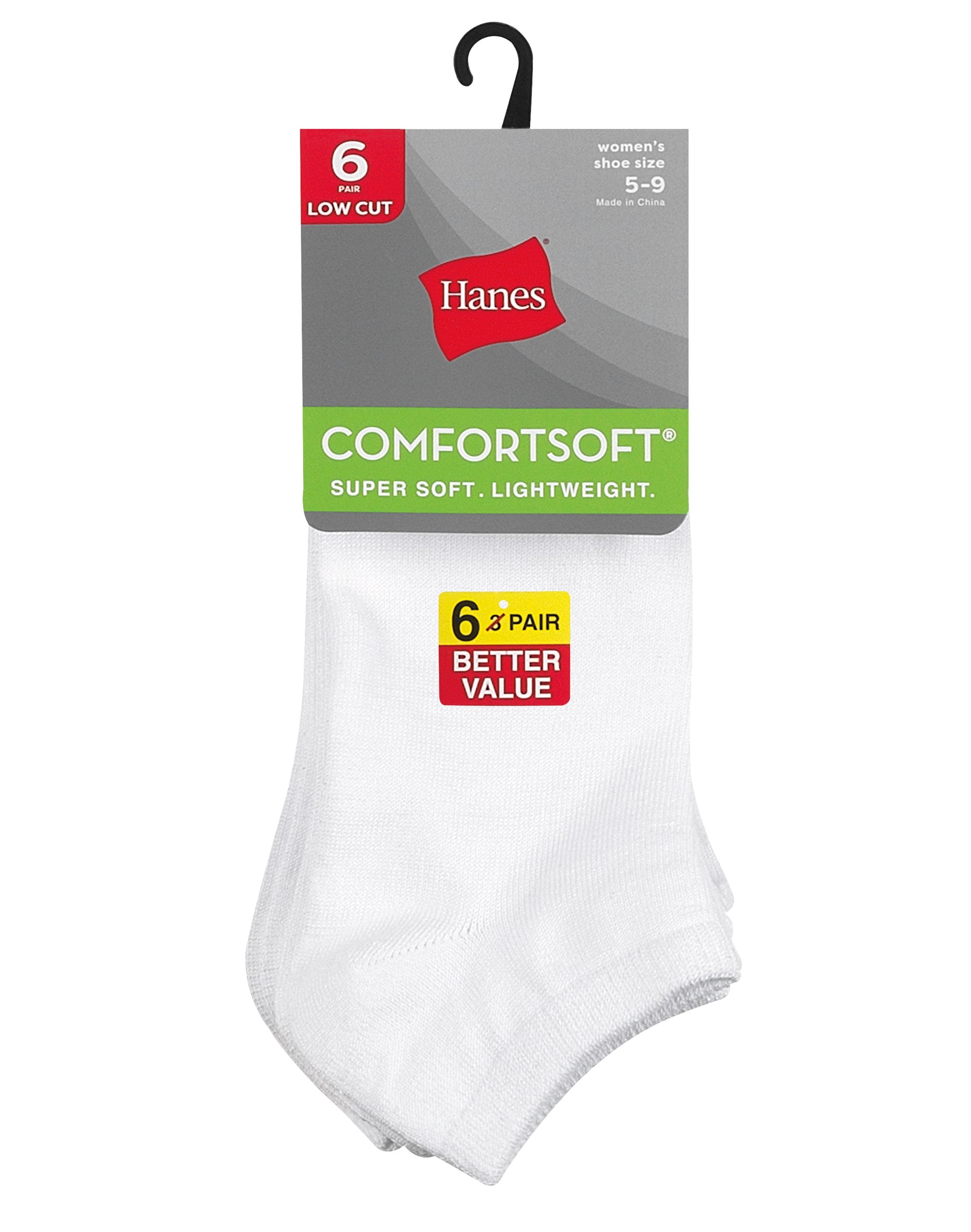 Hanes Women's ComfortSoft® Low Cut Socks, 6-Pack White 5-9 - Walmart.com