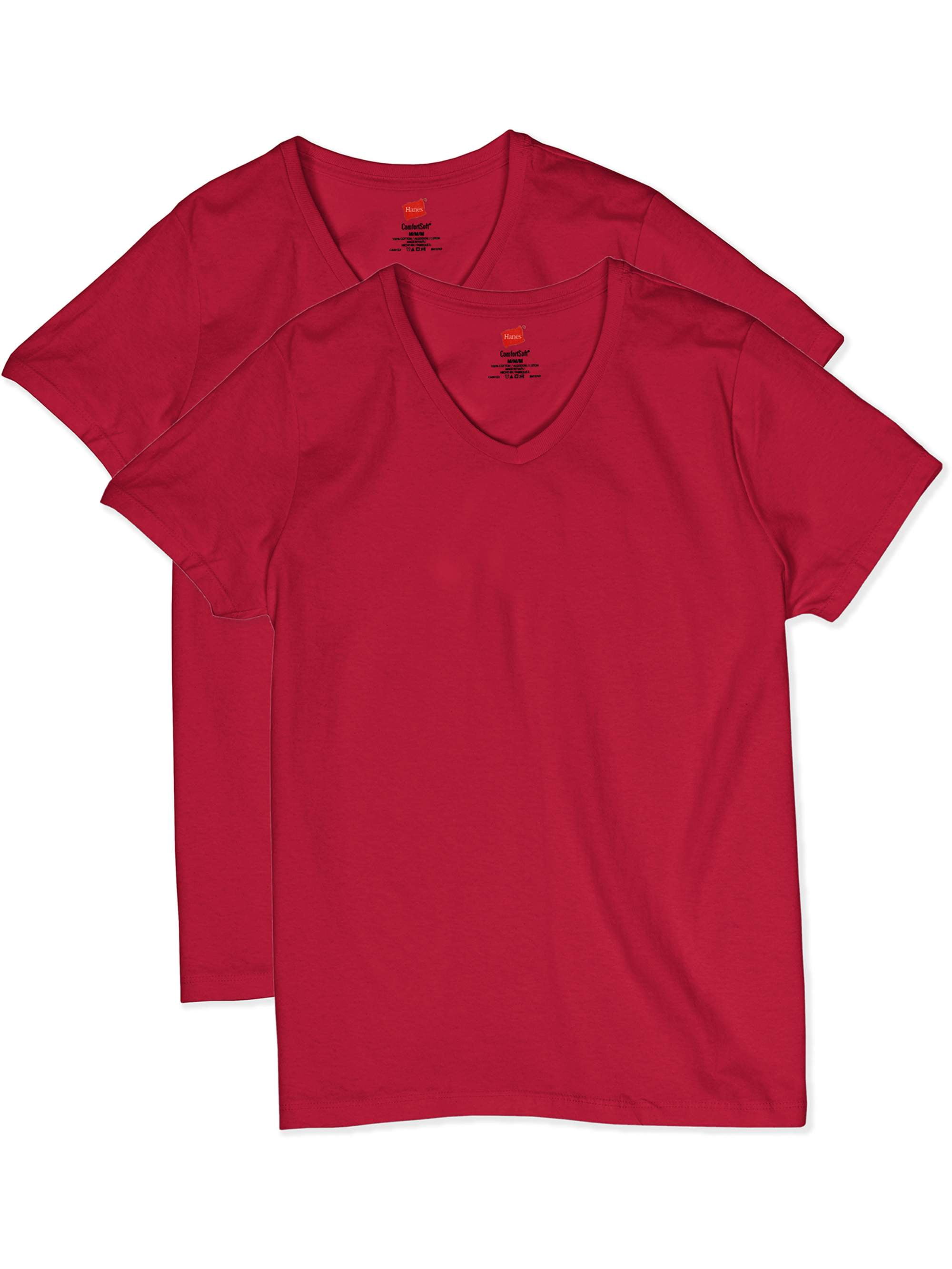 Hanes Women's ComfortSoft Short Sleeve V-Neck Tee (2-pack) - Walmart.com