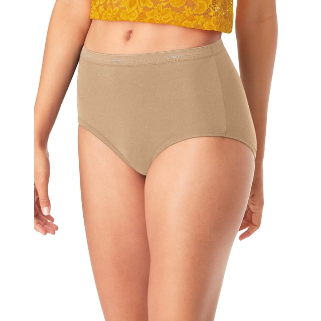 Hanes Womens Cotton Brief Underwear Moisture Wicking 6 Pack Assorted