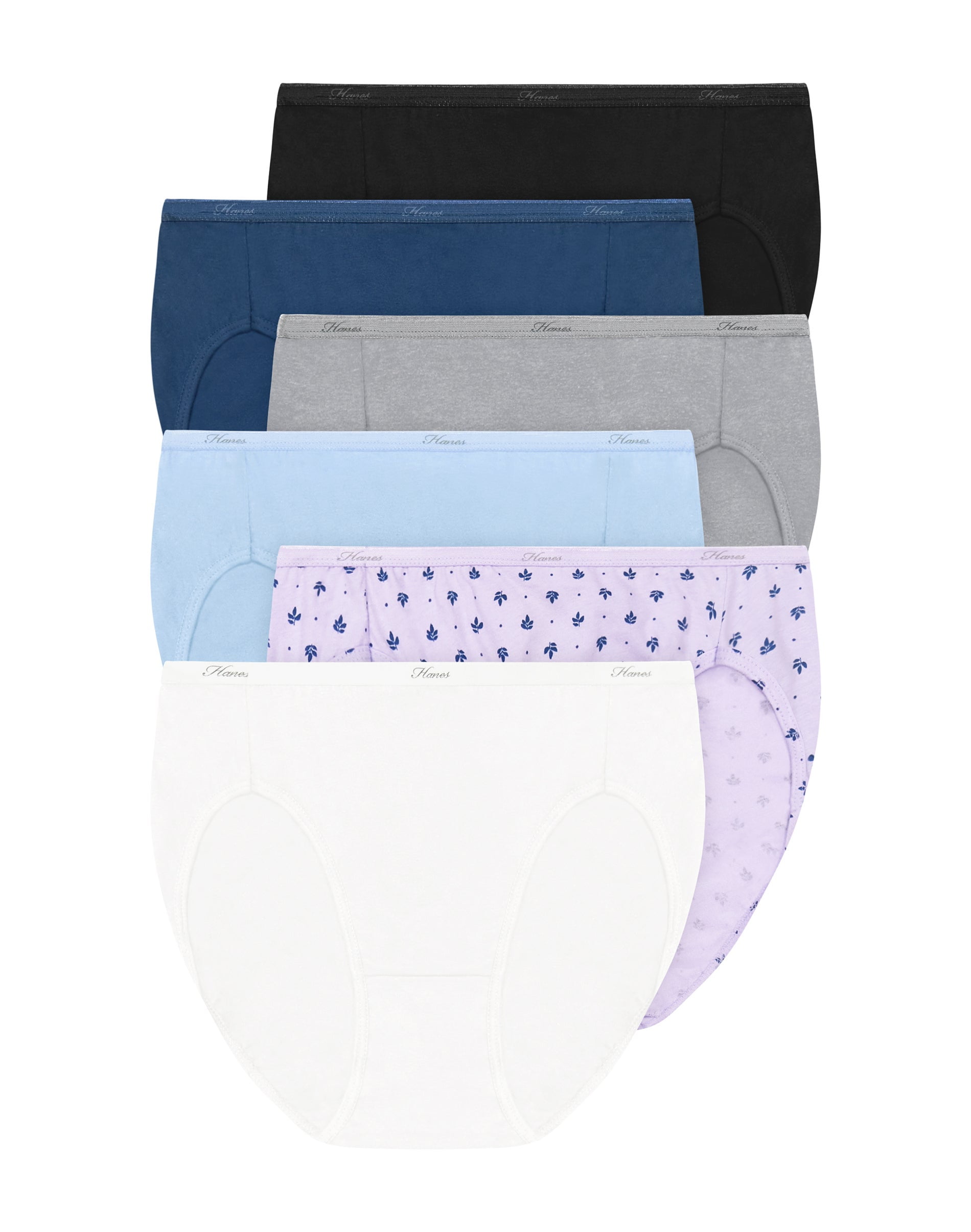Hanes Cool Comfort Women's Cotton Hi-Cut Underwear, 6-Pack Assorted 8 ...