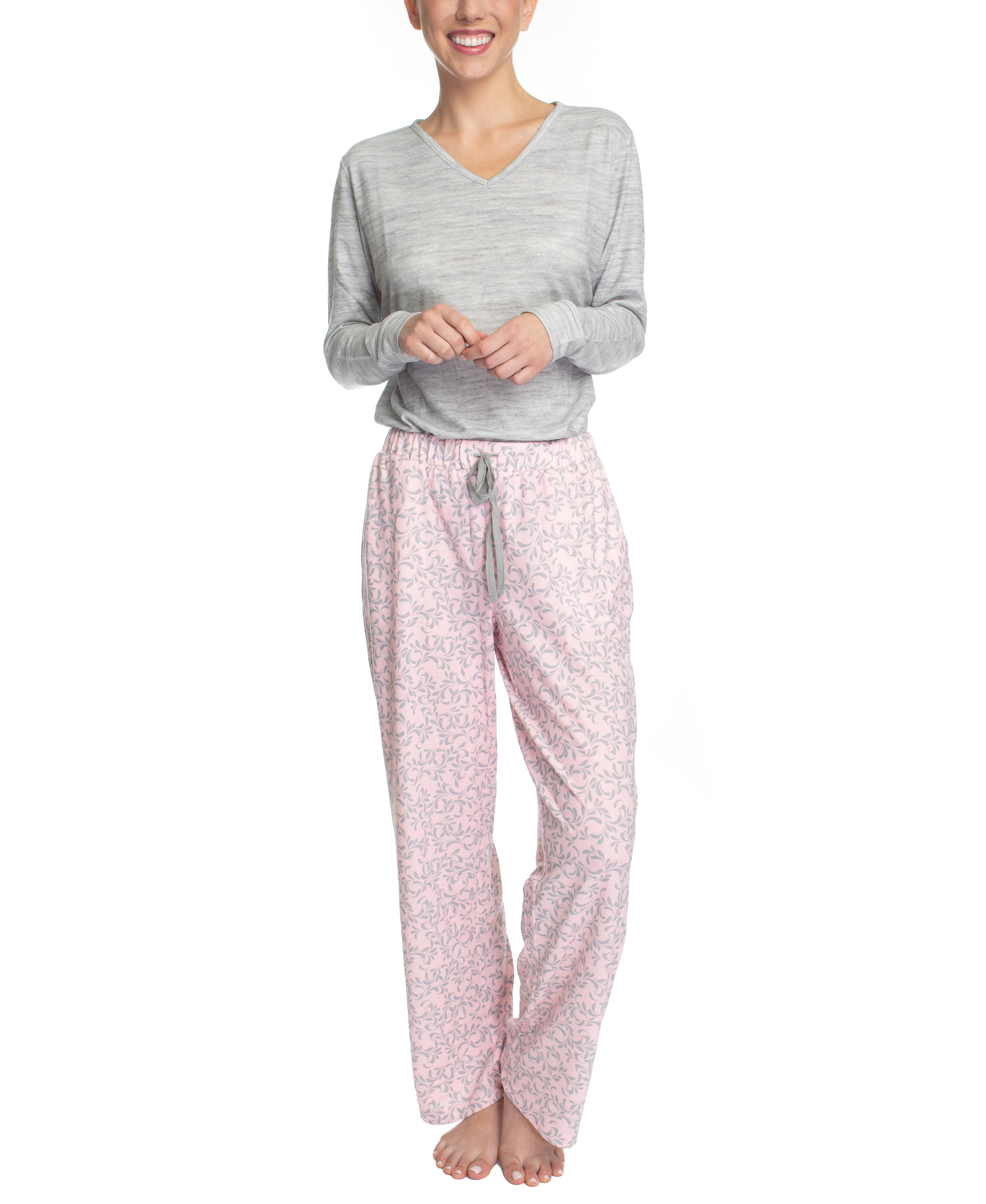 Hanes Women's Dreamscape Longsleeve Top and Pajama Bottom Butter Knit ...