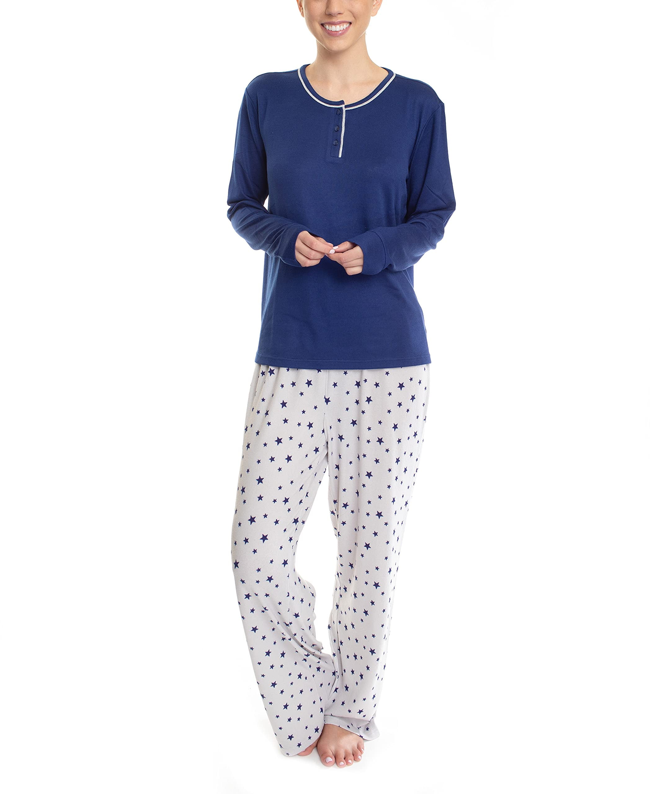 Hanes Women's Dreamscape Longsleeve Top and Pajama Bottom Butter Knit ...
