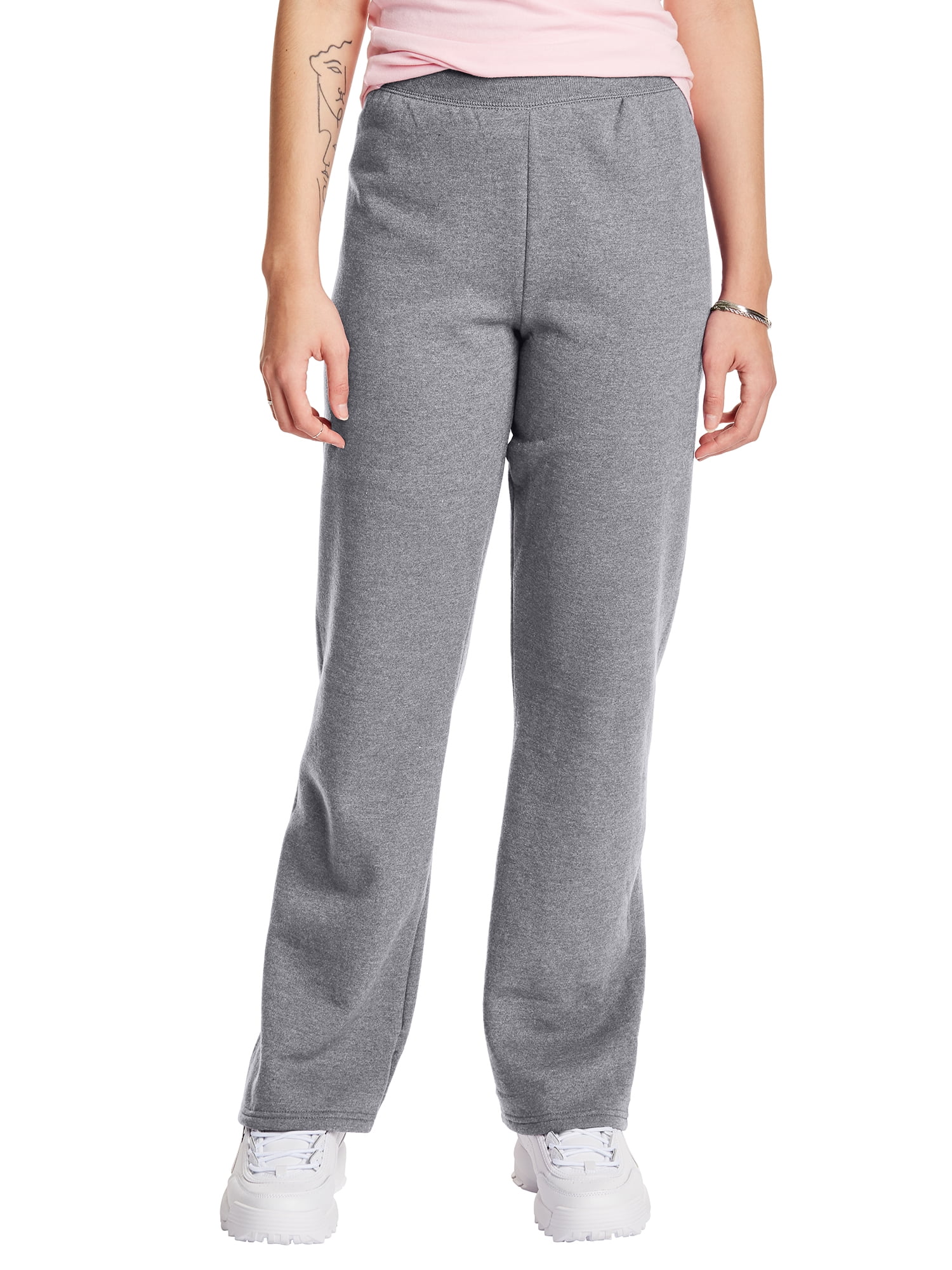 Hanes Women's EcoSmart Fleece Sweatpants, Open Bottom Legs, 30.5 ...