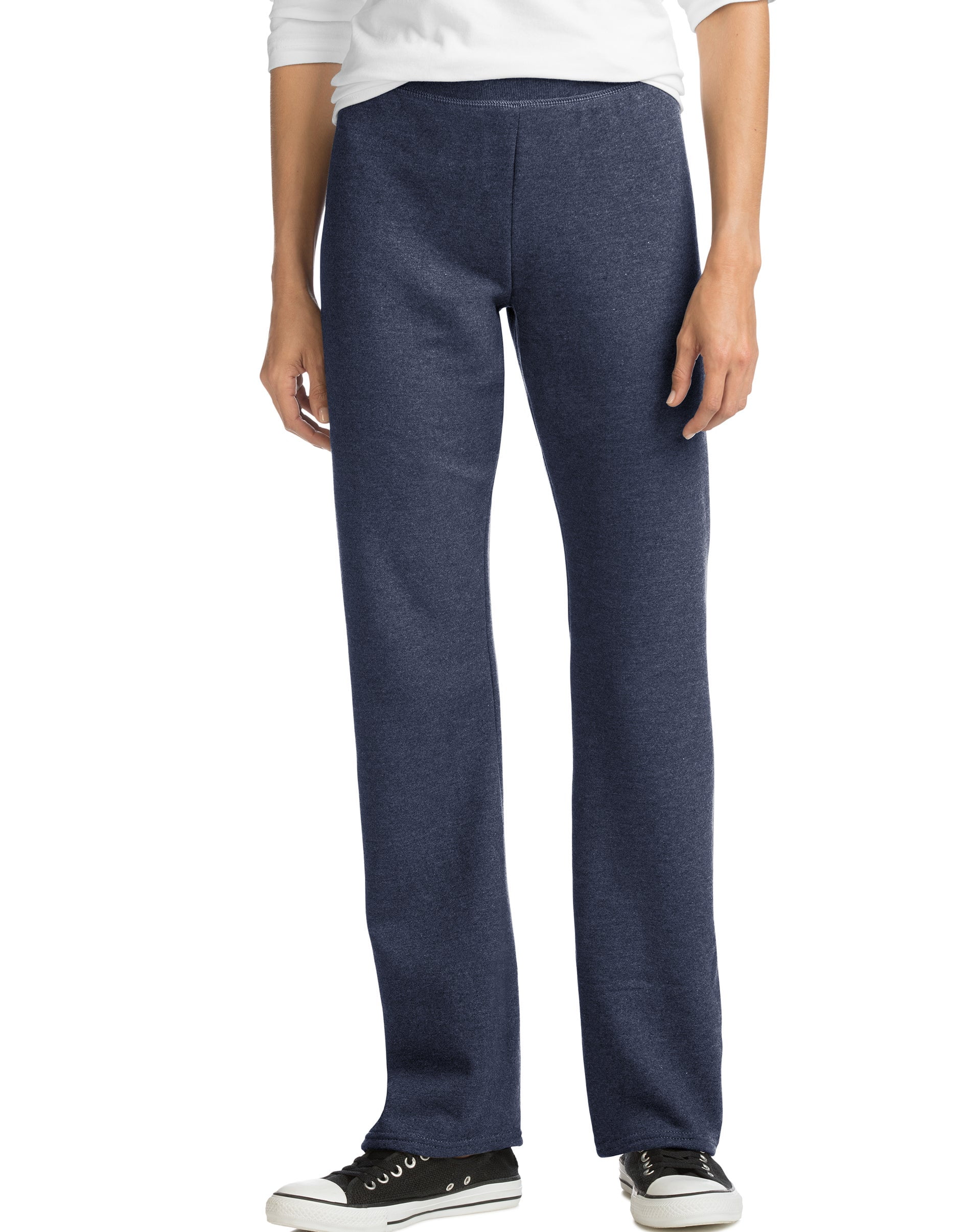 Hanes EcoSmart Women's Petite Size Fleece Sweatpants, Open Bottom Legs ...