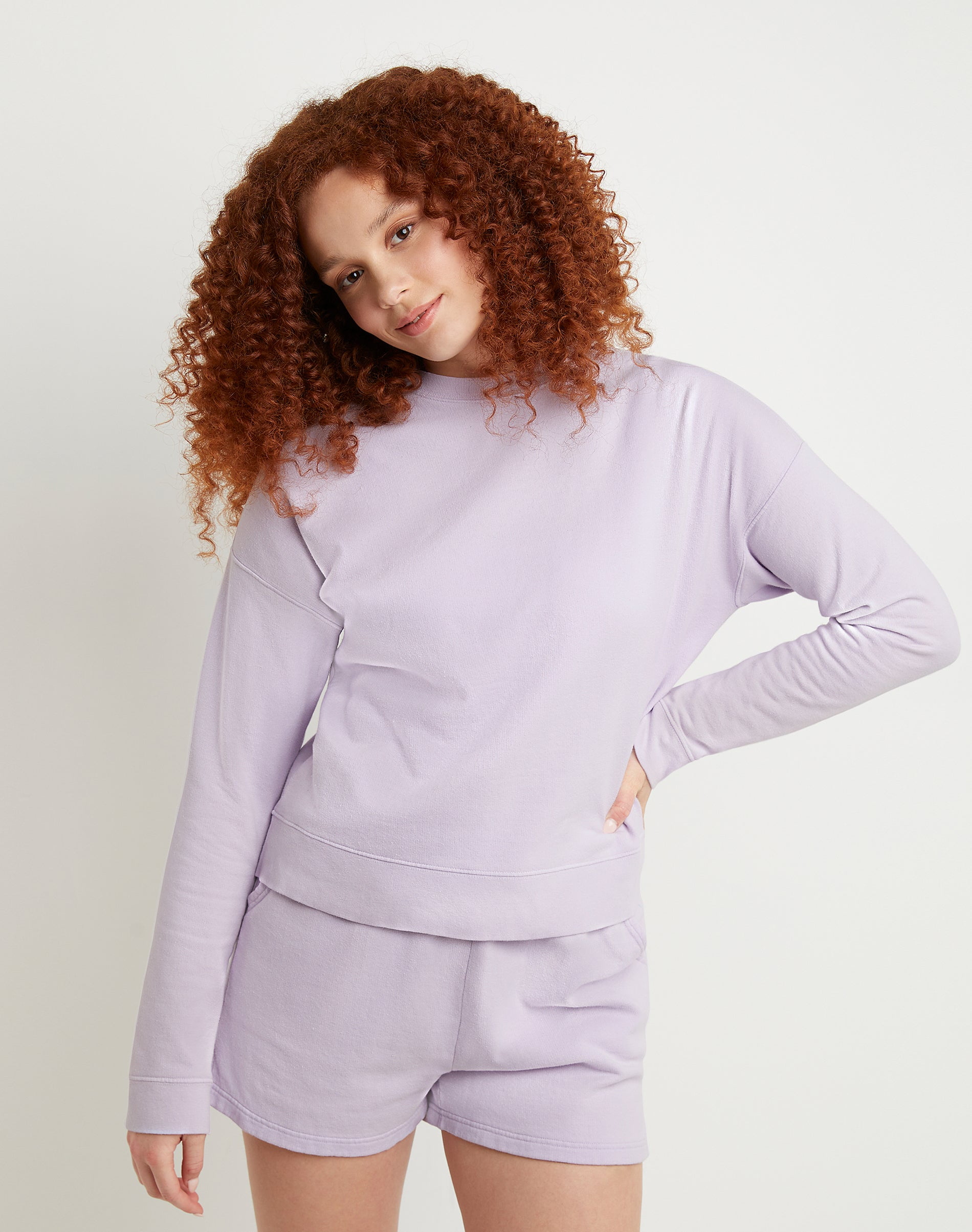 Hanes Women's Garment Dyed Fleece Sweatshirt Future Lavender M - Walmart.com