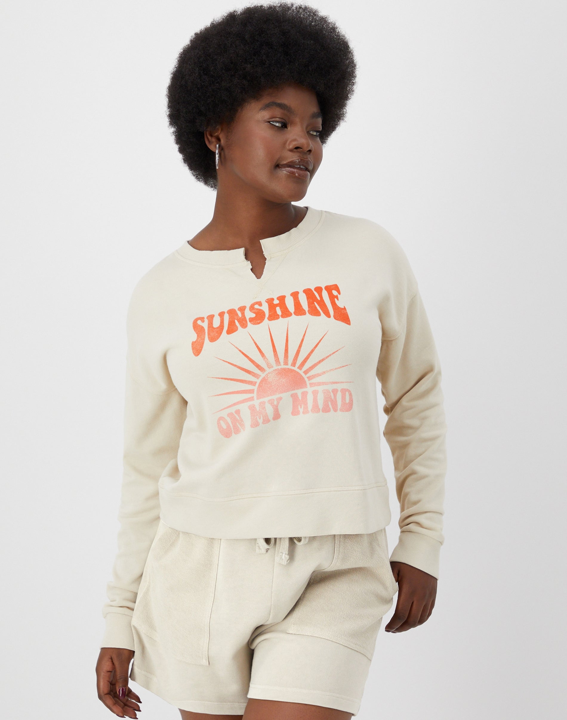Hanes Women's Garment Dyed French Terry Sweatshirt, Enjoy the Sun ...