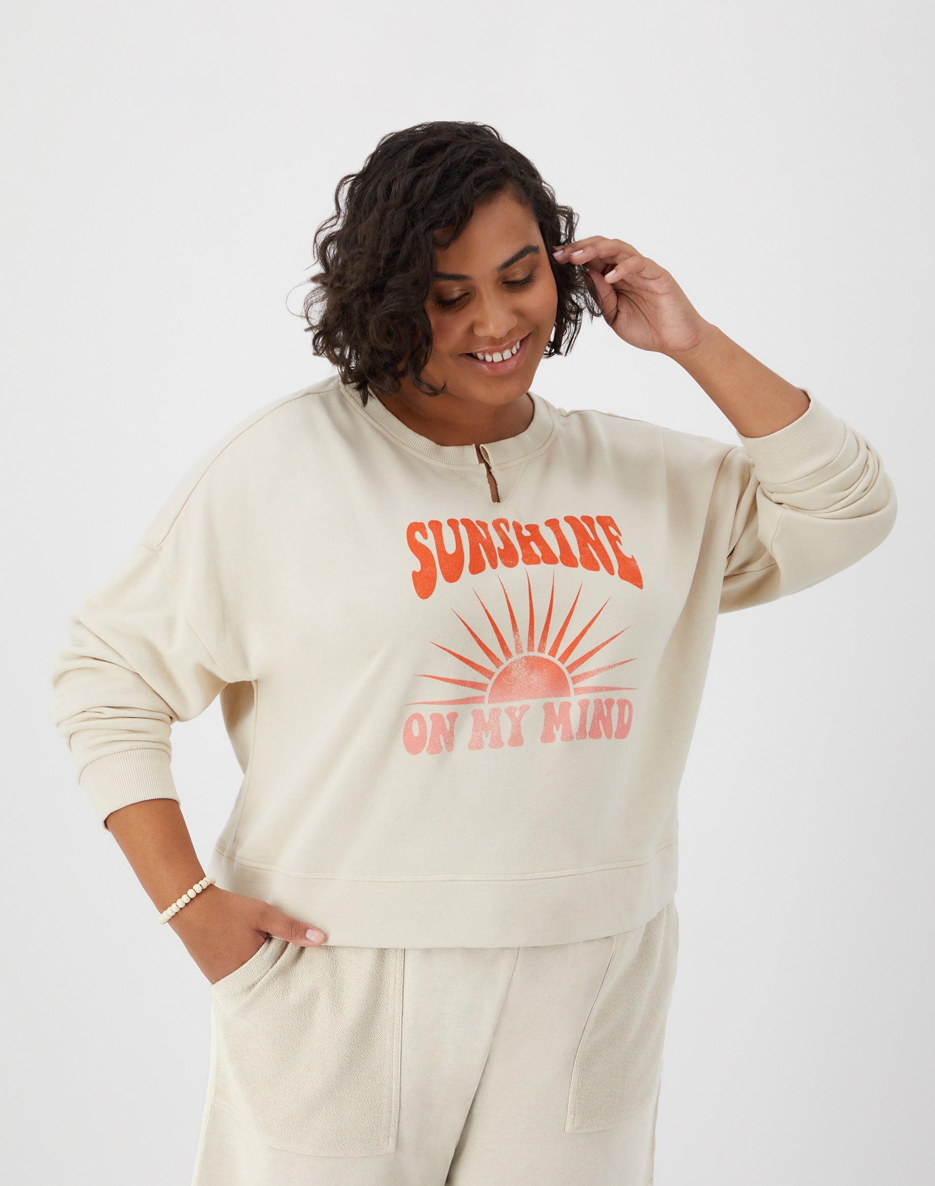 Hanes Women's Garment Dyed French Terry Sweatshirt (Plus Size ...