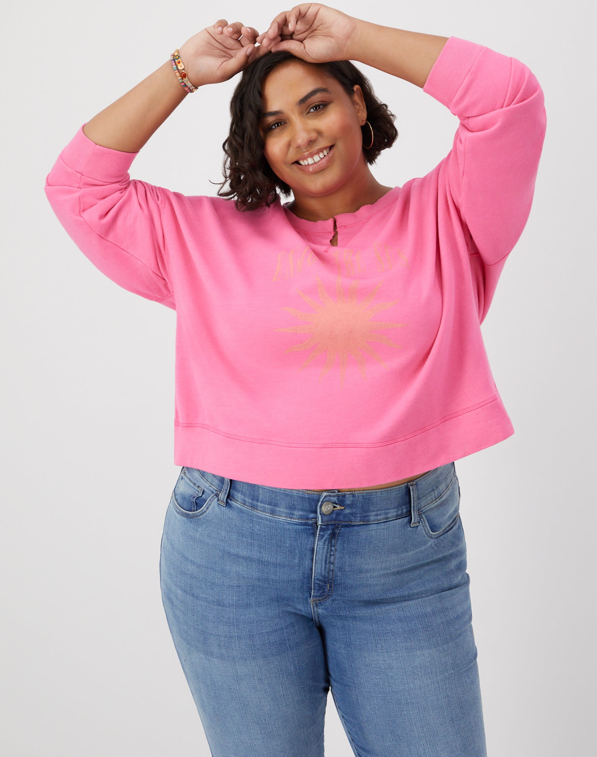 Hanes Women's Garment Dyed French Terry Sweatshirt (Plus Size) Reef ...