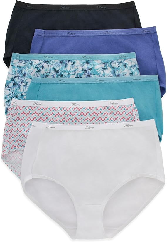 Hanes Women's High-Waisted Brief Panties, 6-Pack, Moisture-Wicking ...