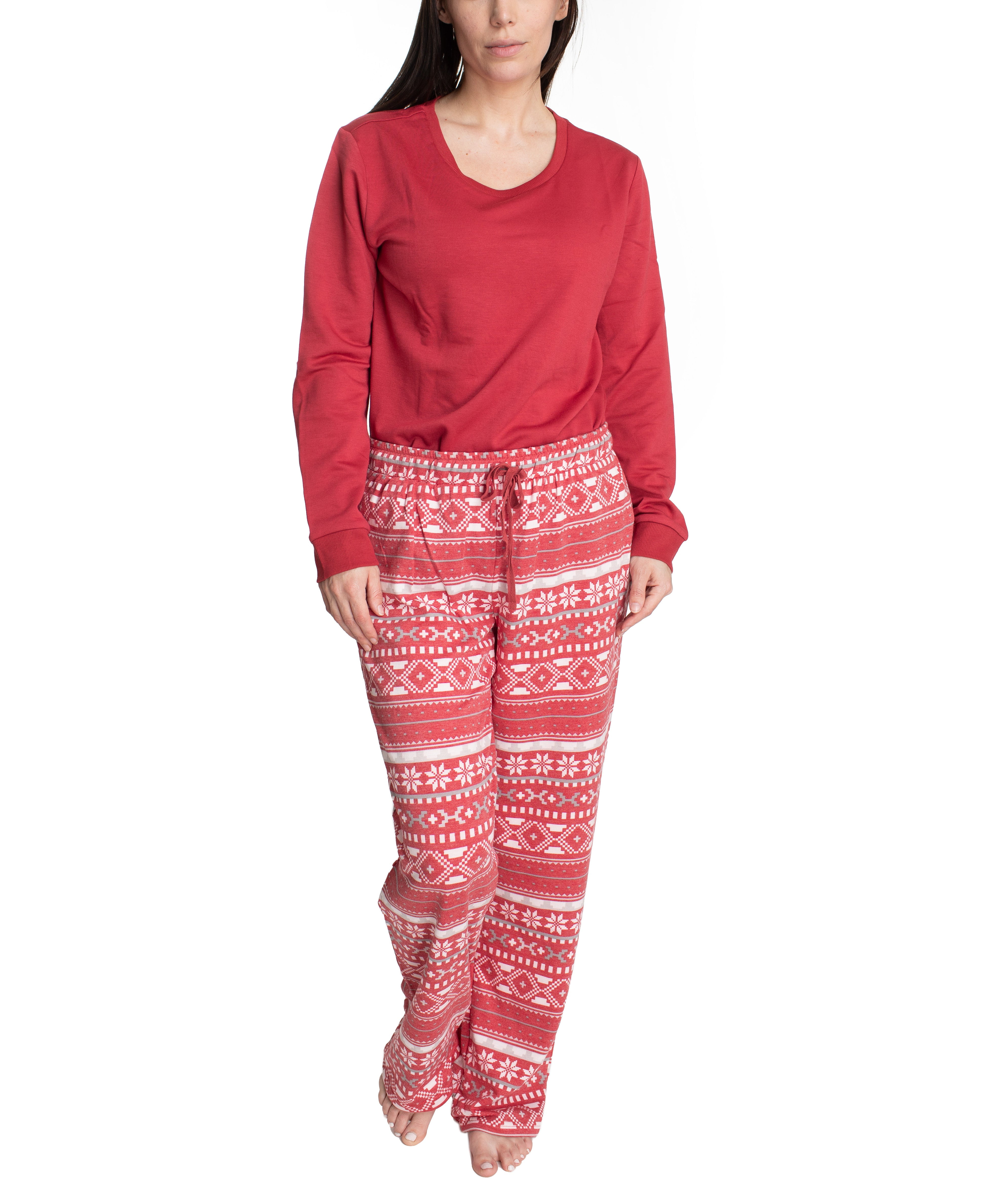 Hanes Women's Holiday Hibernation Longsleeve Top and Pajama Bottom ...