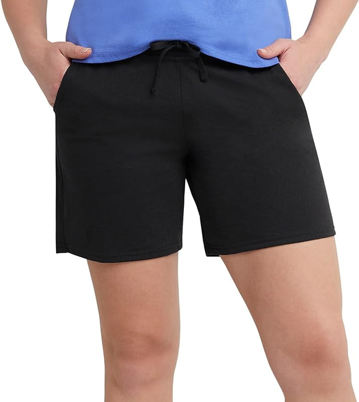 Hanes Women's Knitted Pocket Shorts, Drawstring Cotton Knitted Shorts ...
