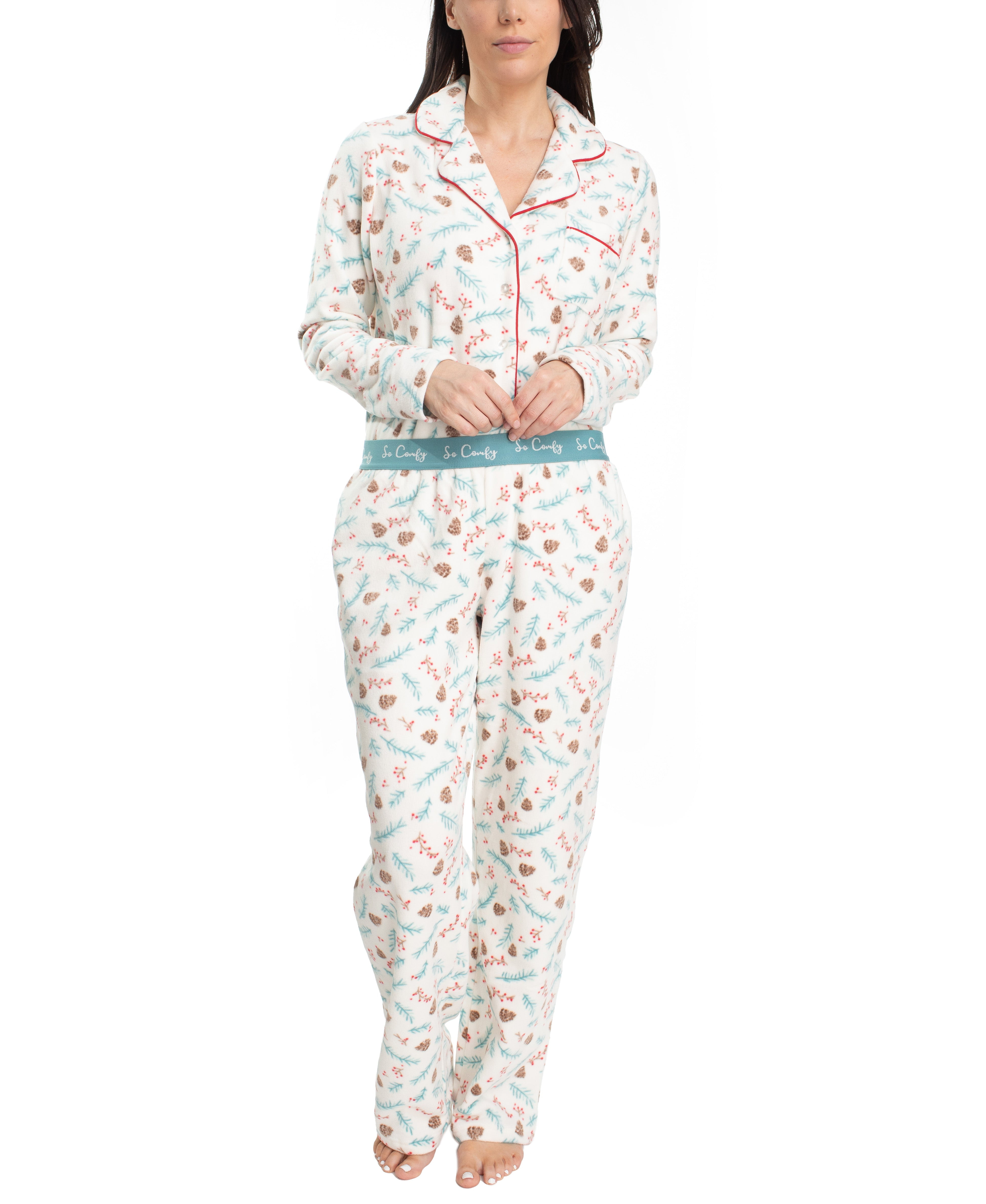 Hanes Women's Legacy Notch Collar Top and Elastic Pajama Sleepwear Set ...