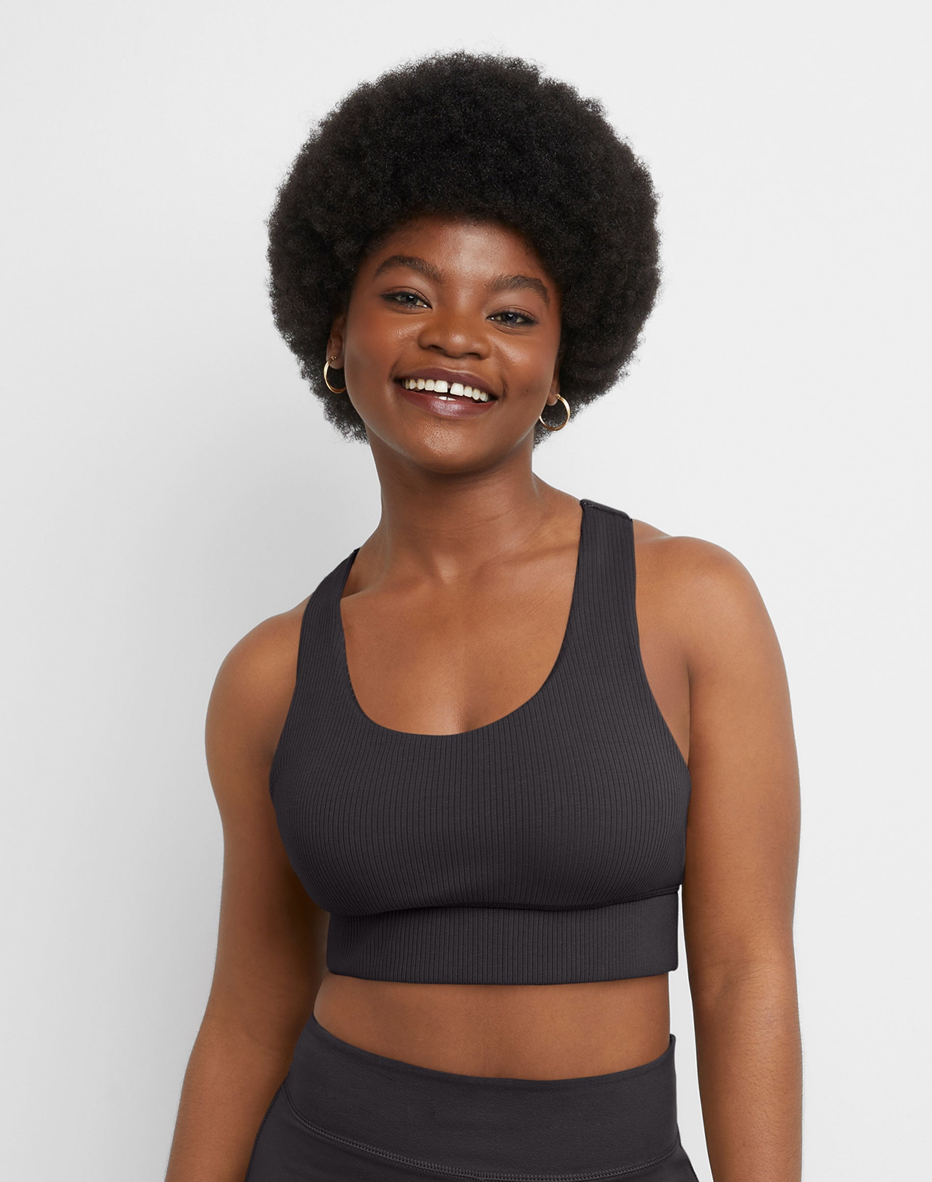 Hanes Women's Longline Racerback Sports Bra, Moderate Support Black XS ...