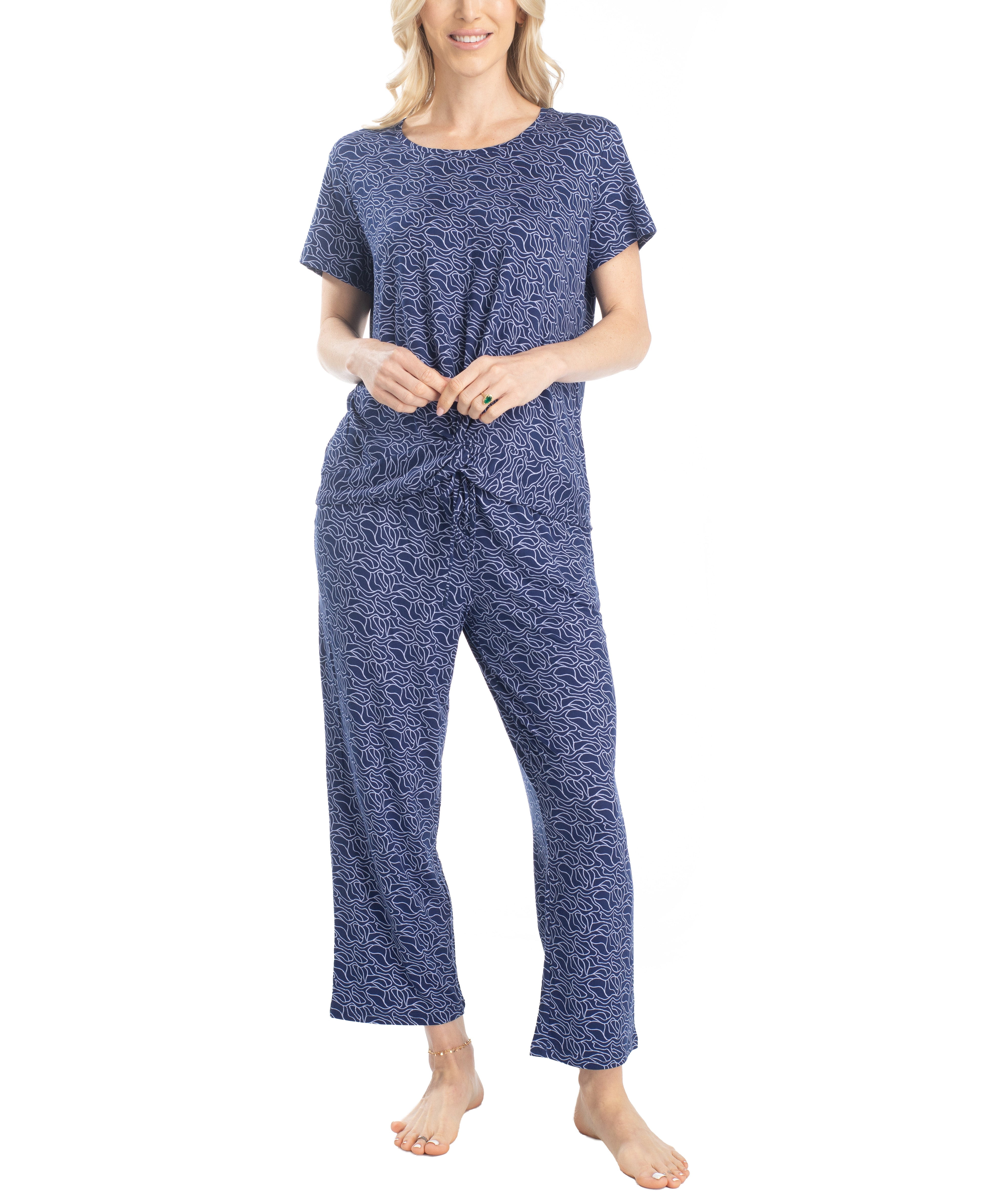 Hanes Women's Lounge Connection Sleep and Lounge Pajama Set , Navy ...
