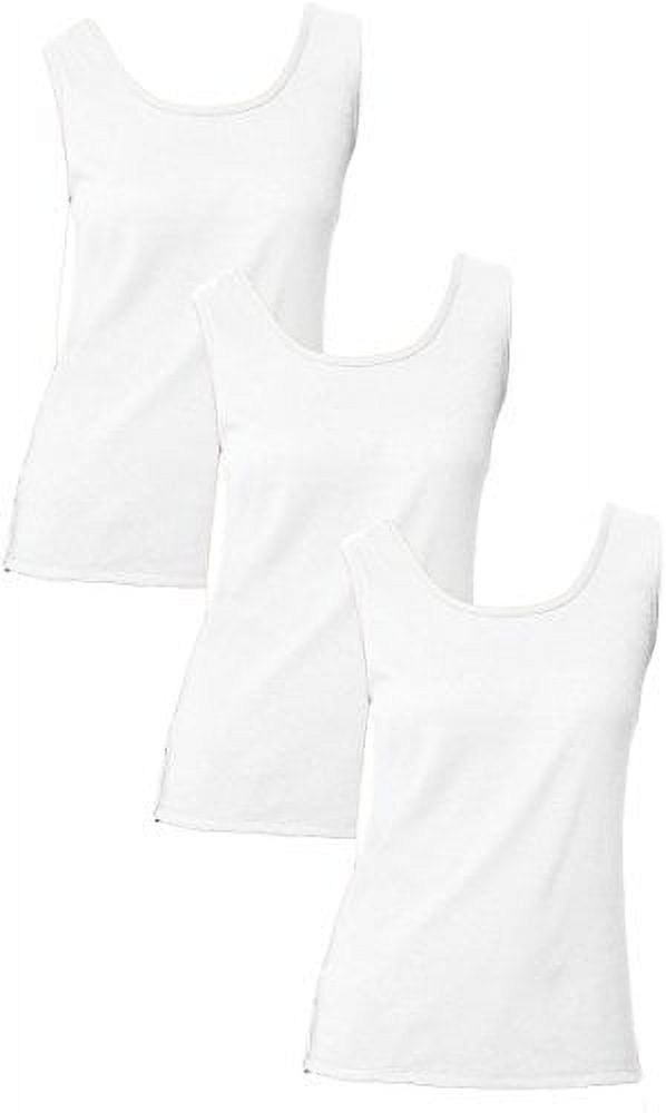 Hanes Women's Plain Mini-Ribbed Cotton Tank, Size L, White, Set of 3 ...