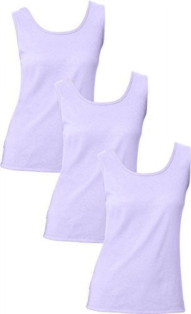 Hanes Women`s Mini-Ribbed Cotton Tank, O9341, M, Lilac Wash (Pack of 3 ...