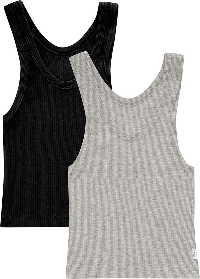 Hanes Women's Originals Rib Tank 2-Pack, Comfywear Stretch Cotton ...