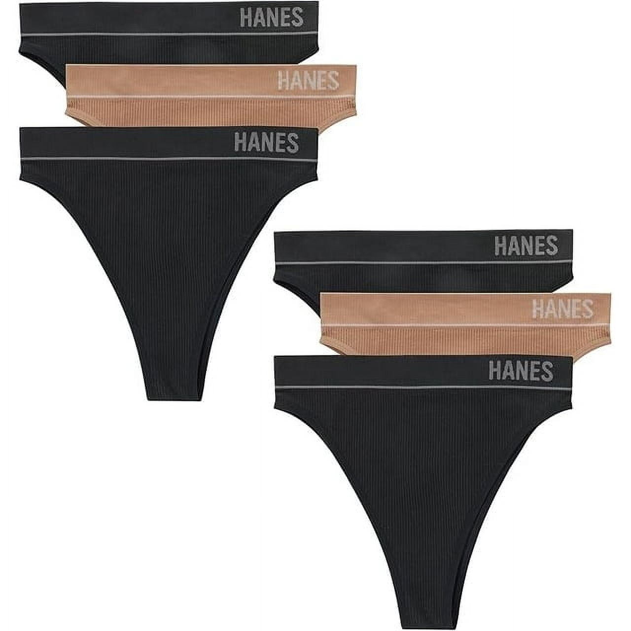 Hanes Women's Originals Seamless Rib Hi-Rise Cheeky Panties Pack ...
