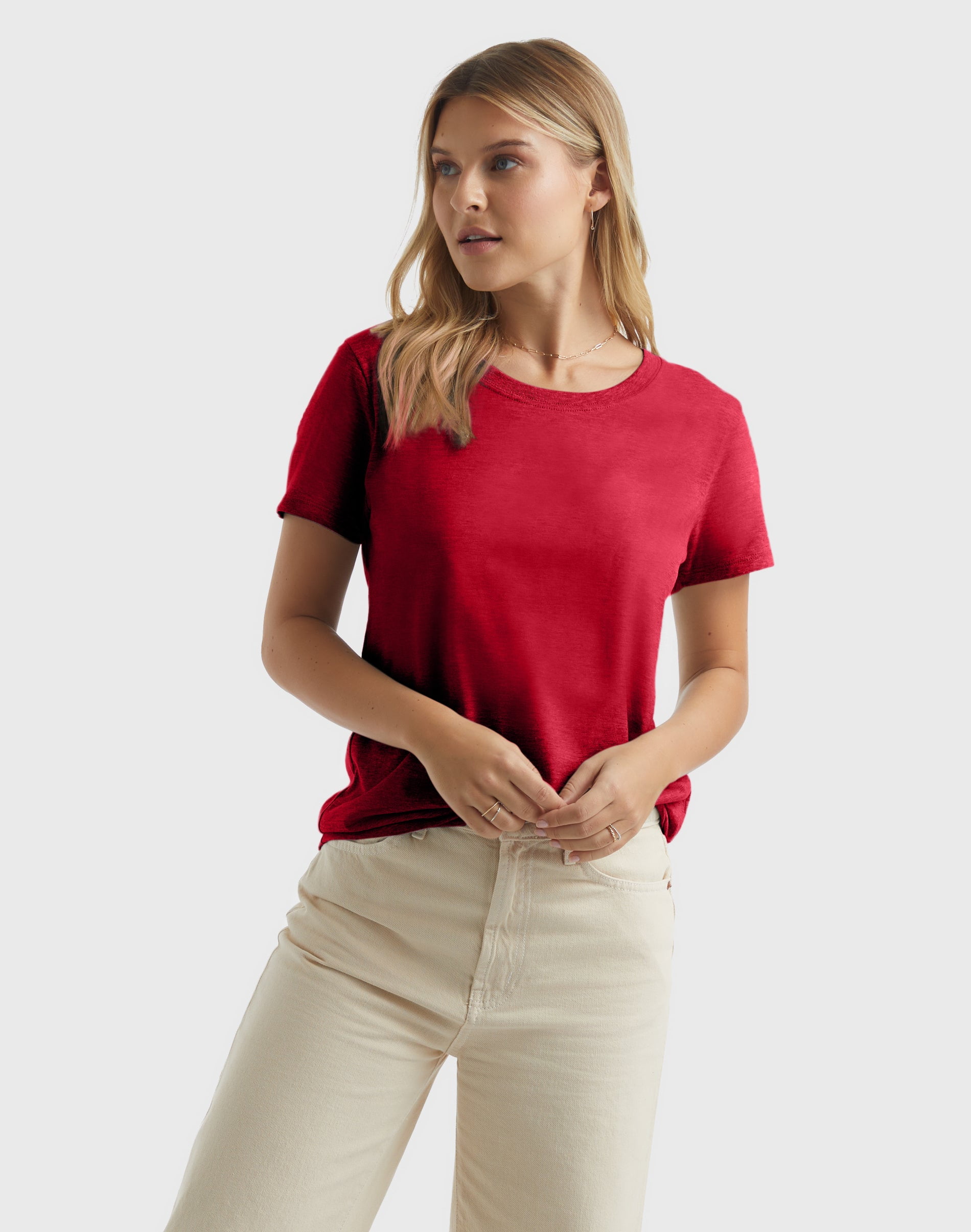 Hanes Perfect-T Women's Cotton Crewneck T-Shirt Deep Red M - Walmart.com