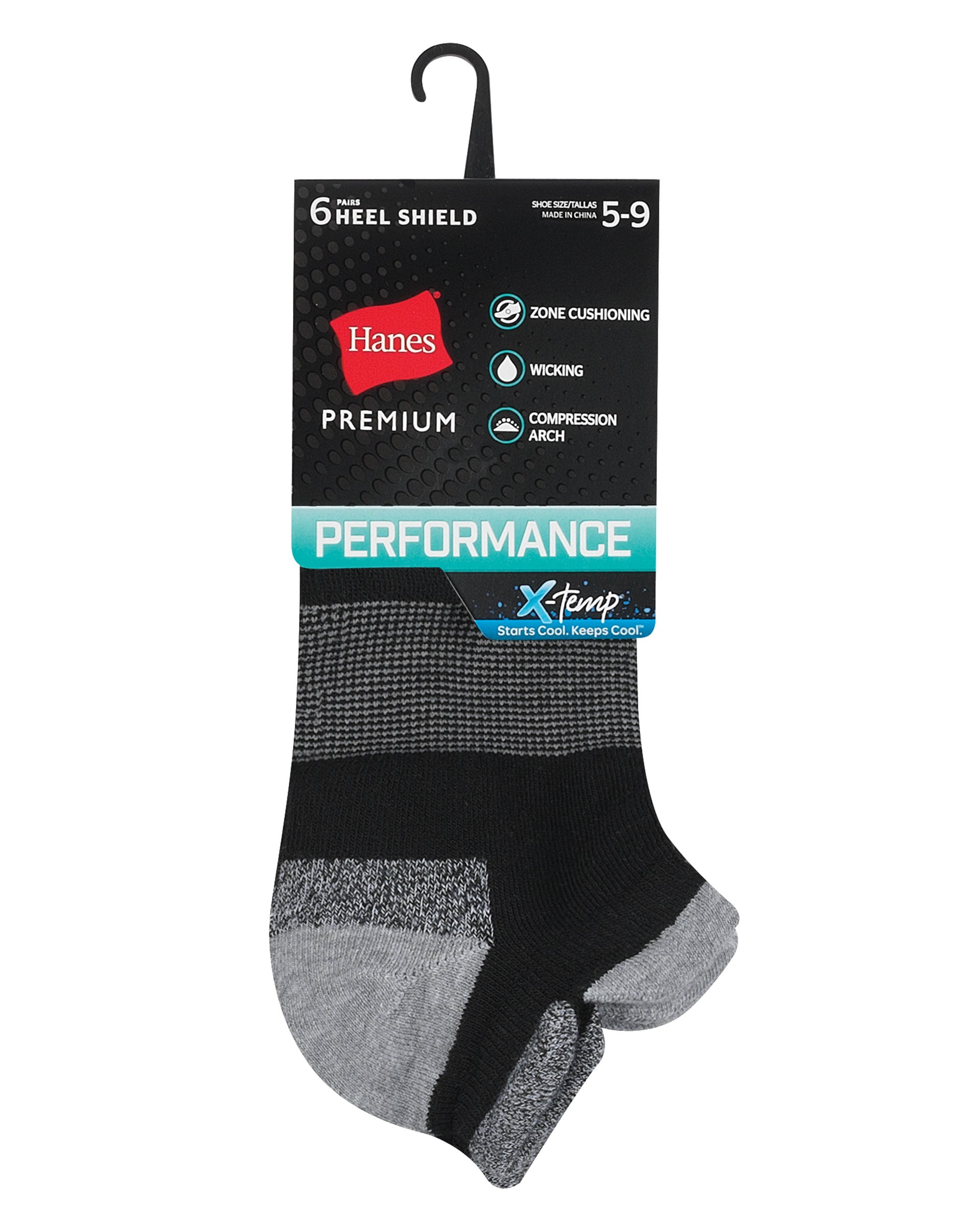 Hanes Women's Premium Performance Cushioned Heel Shield No Show Socks ...