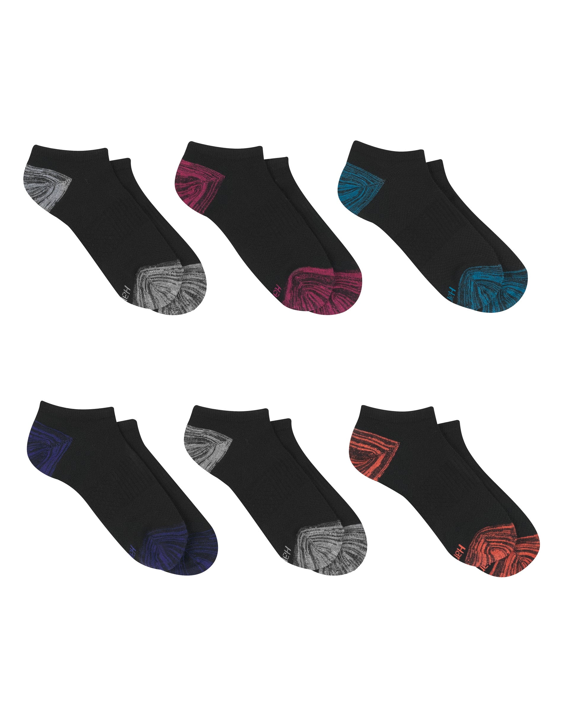 Hanes Women's Premium Performance Lightweight No Show Socks, 6-Pack Black w/Marle 5-9 - Walmart.com
