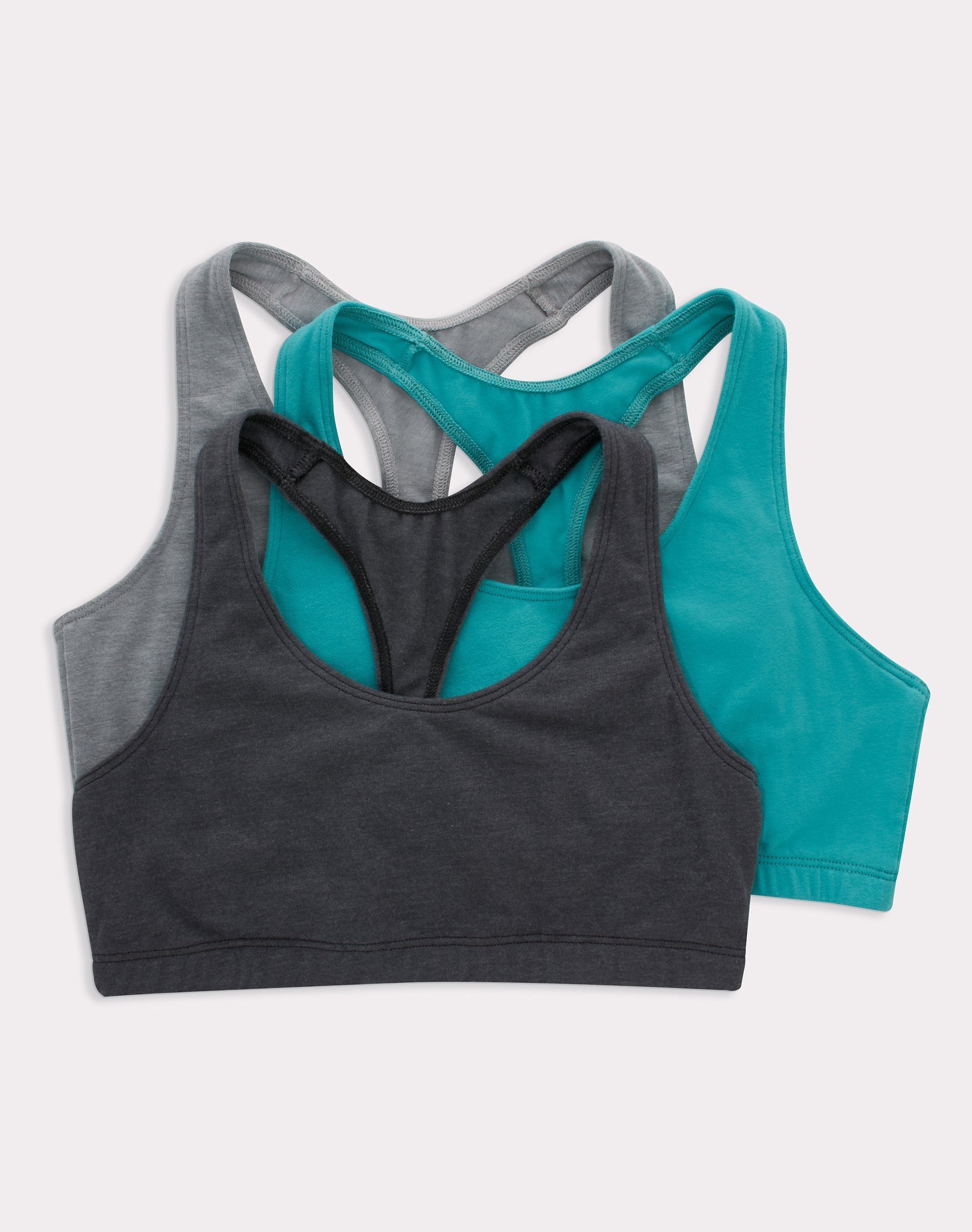 Hanes Women's Cotton Racerback Sports Bralette, Low Impact, 3-Pack ...