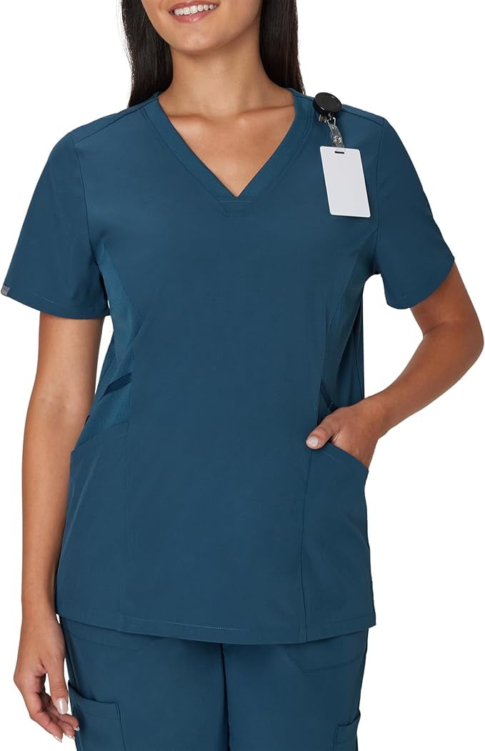 Hanes Women's Scrubs Healthcare Top, Moisture-Wicking Stretch Scrub ...