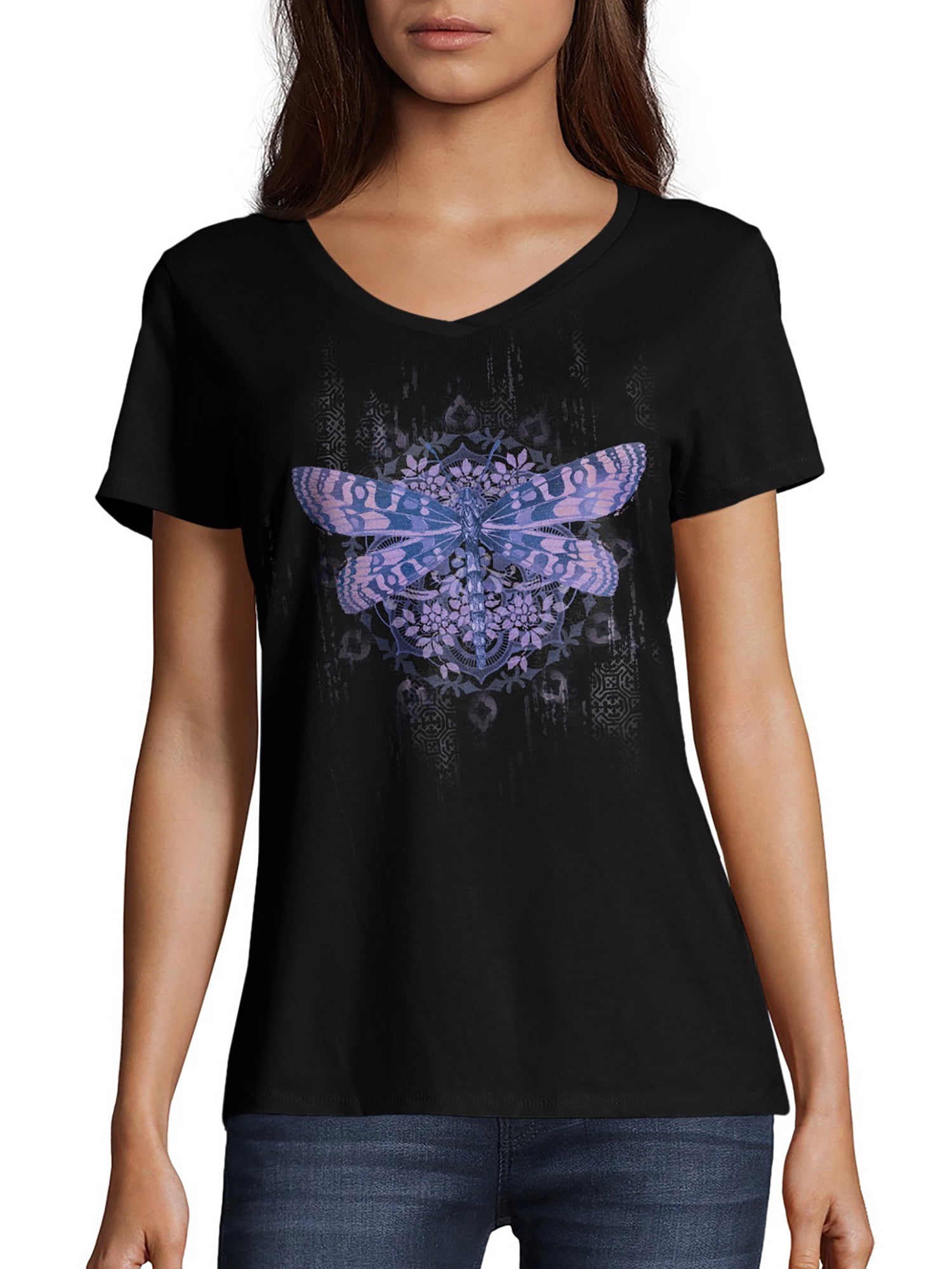 Hanes Womens Short Sleeve V Neck Graphic T Shirt
