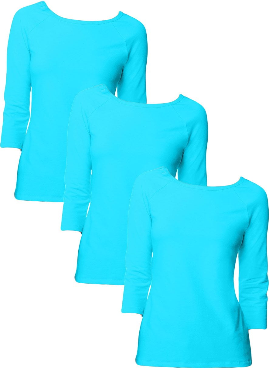 Hanes Women`s Stretch Cotton Raglan Sleeve Tee Set of 3 M, Flying ...