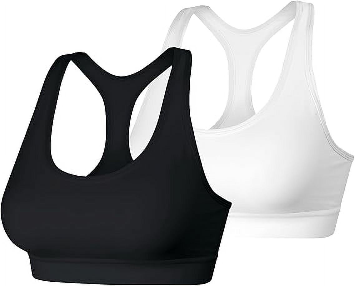 Hanes Women’s Wireless Racerback Sports Bra, Moisture-wicking Compression Support Bra - 2 Pack ...
