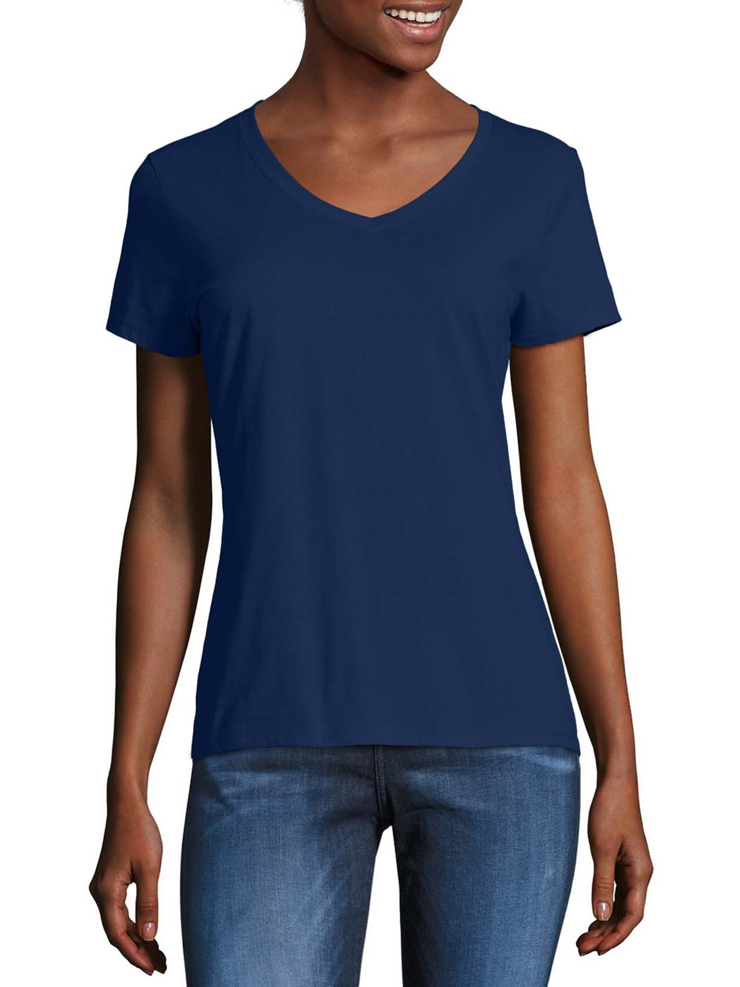 Hanes Women's X-Temp V-Neck Tee, Short Sleeve, Adaptive Temperature ...