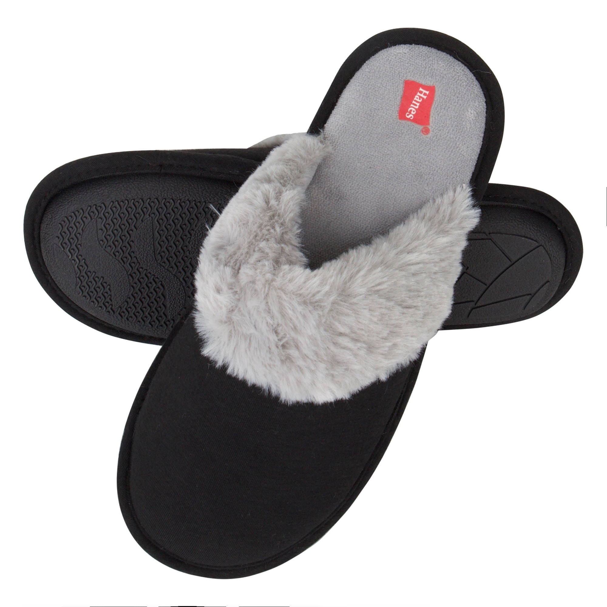 Hanes Womens ComfortSoft Cotton Slip On Scuff Slipper with Memory Foam ...