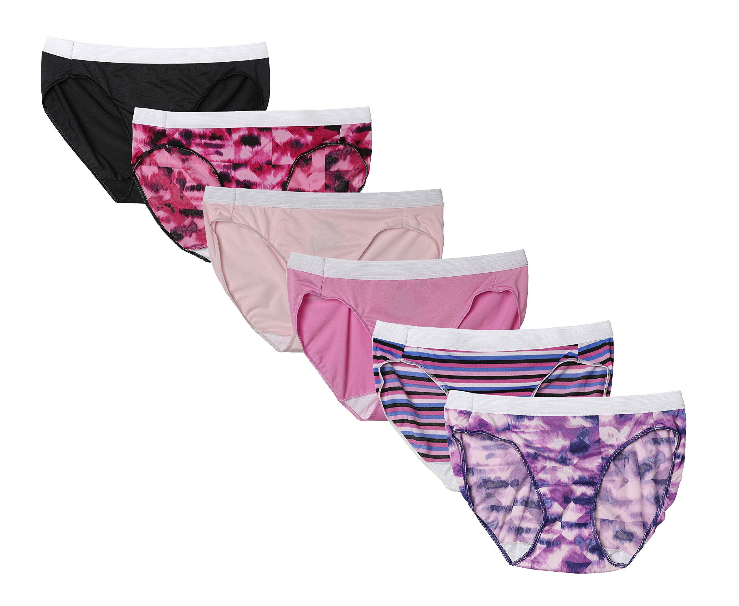 Hanes Womens Cool Comfort Microfiber Sporty Bikinis 6-Pack, Assorted (7 ...