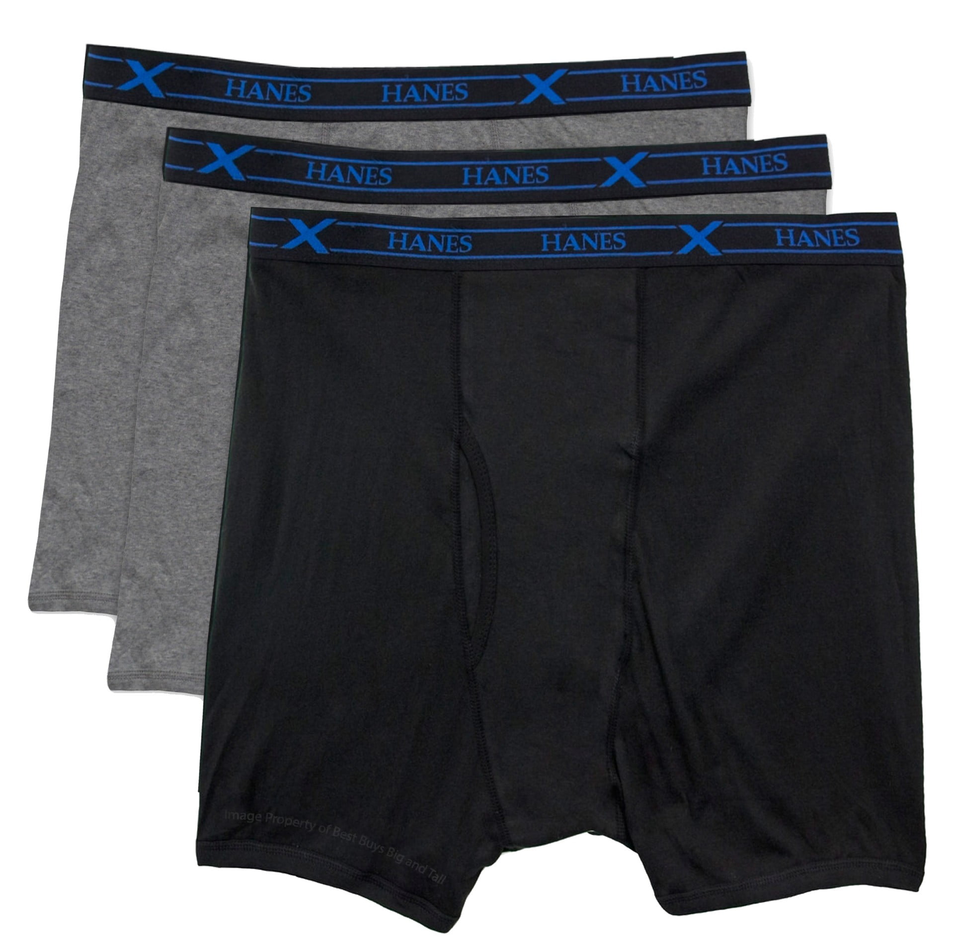 Hanes X-Temp Big & Tall Men's Underwear Boxer Briefs 3-Pack Black/Gray ...