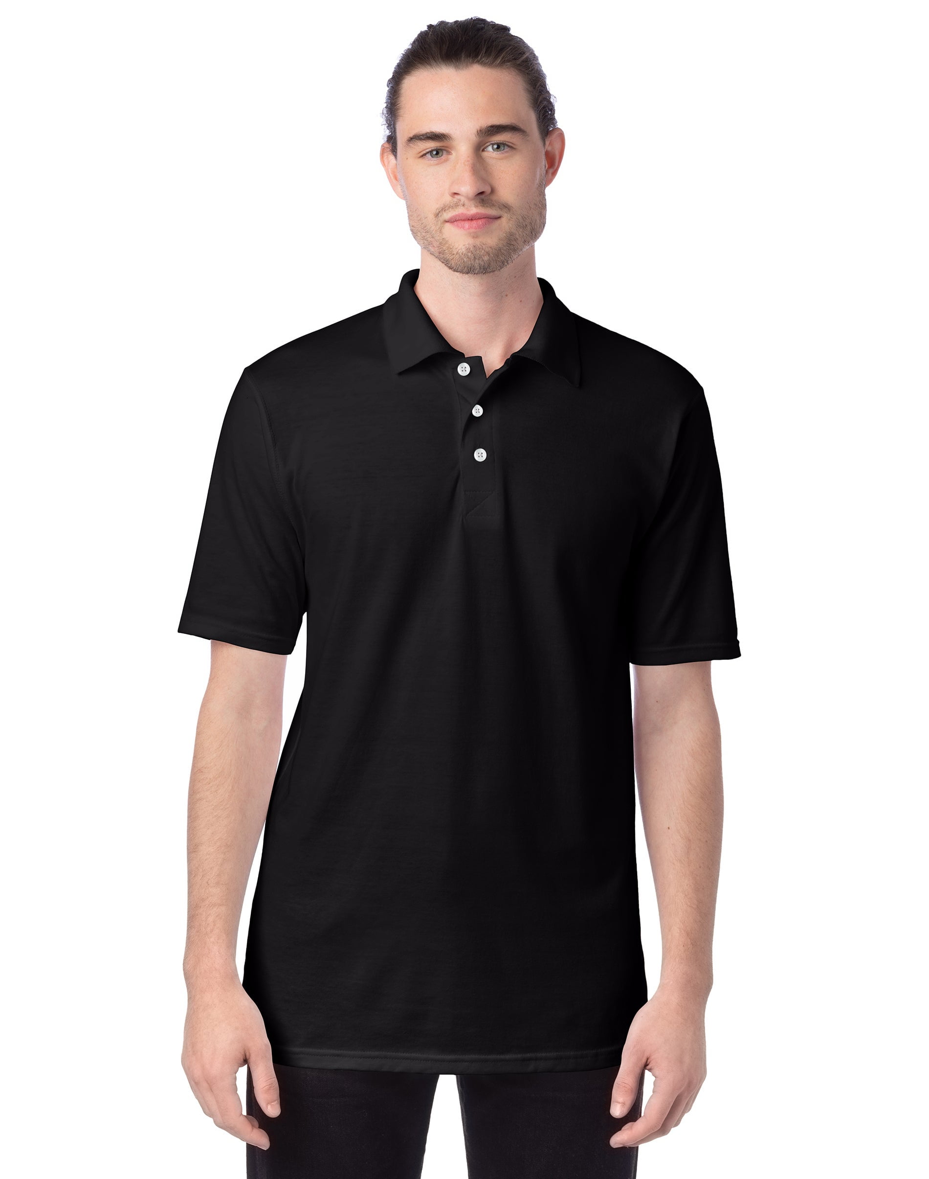 Hanes X-Temp Men's Performance Polo Shirt with Odor Control Black L ...