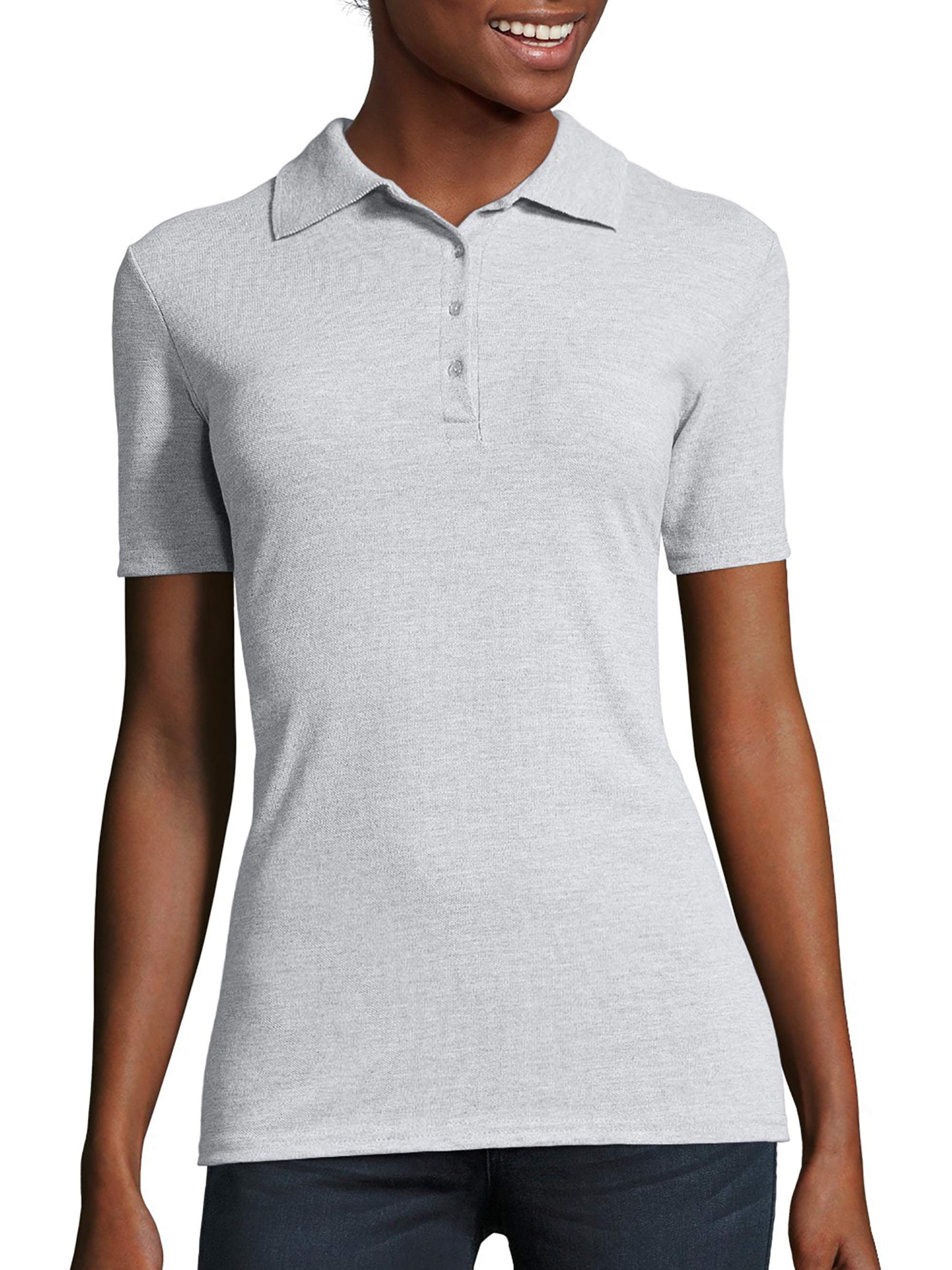 Hanes Women's X-Temp w/Fresh IQ Pique Polo 035P - Light Steel Size XL ...