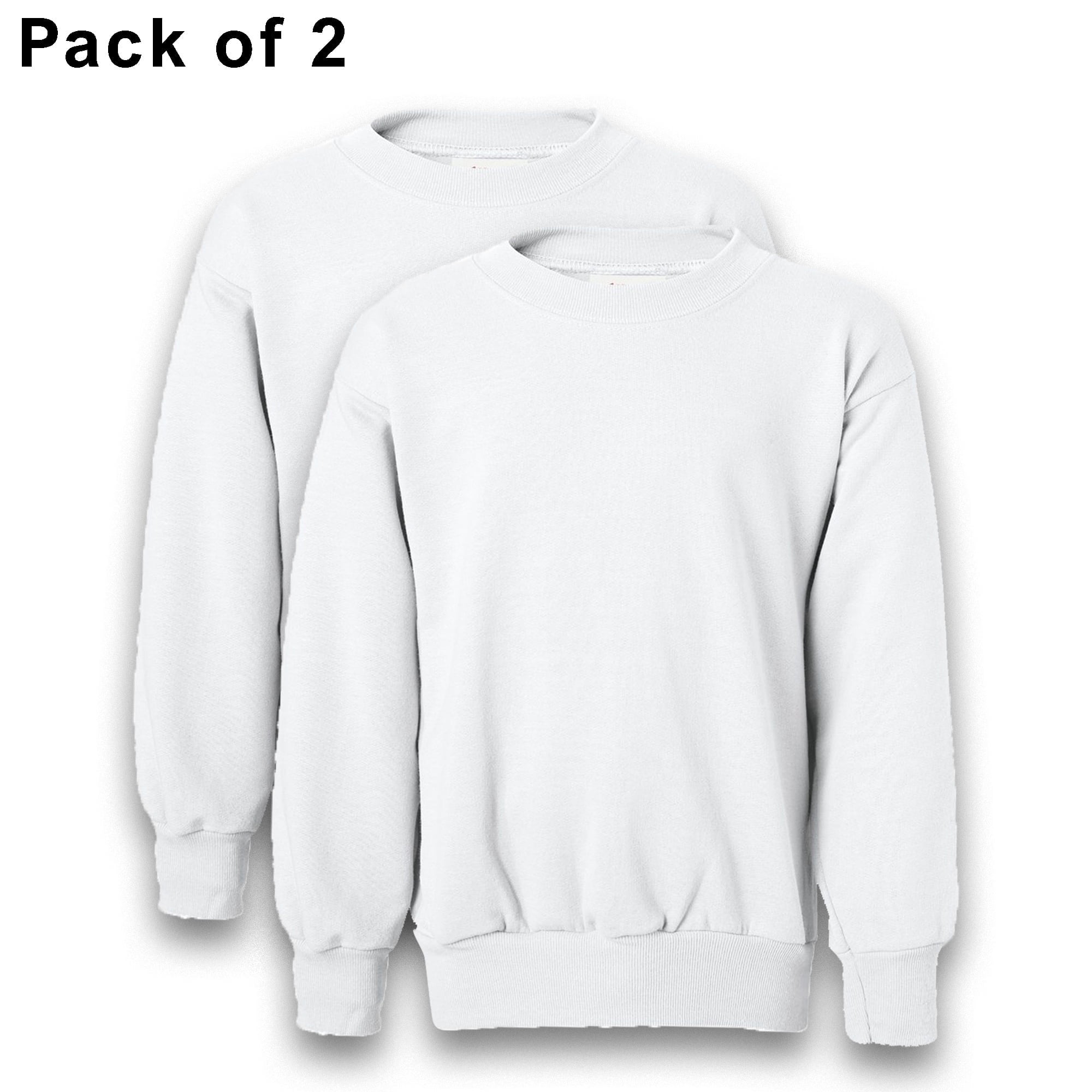 Hanes Youth Crewneck Sweatshirt GR36 Pullover Fleece Sweater White ...