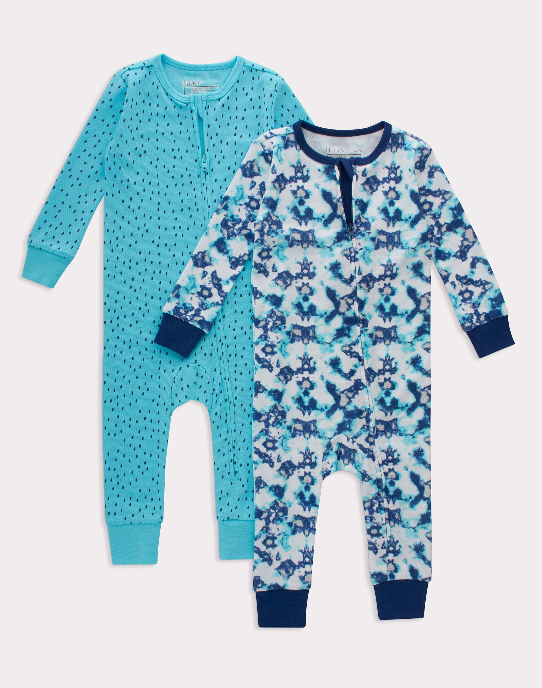 Hanes Zippin 2-Pack Baby Knit Long Sleeve Footless Zip Sleep N' Play ...