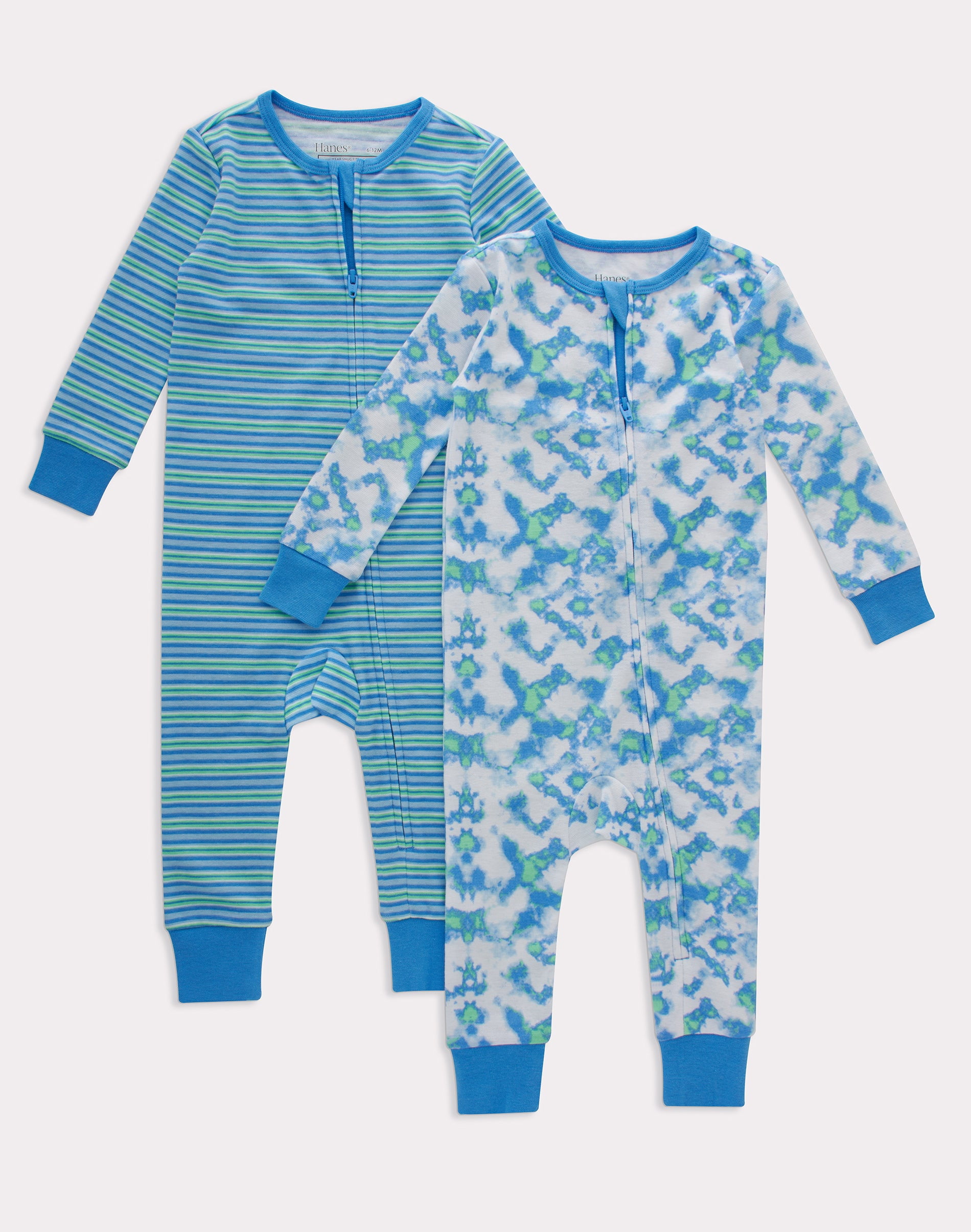 Hanes Zippin 2-Pack Baby Knit Long Sleeve Footless Zip Sleep N' Play ...