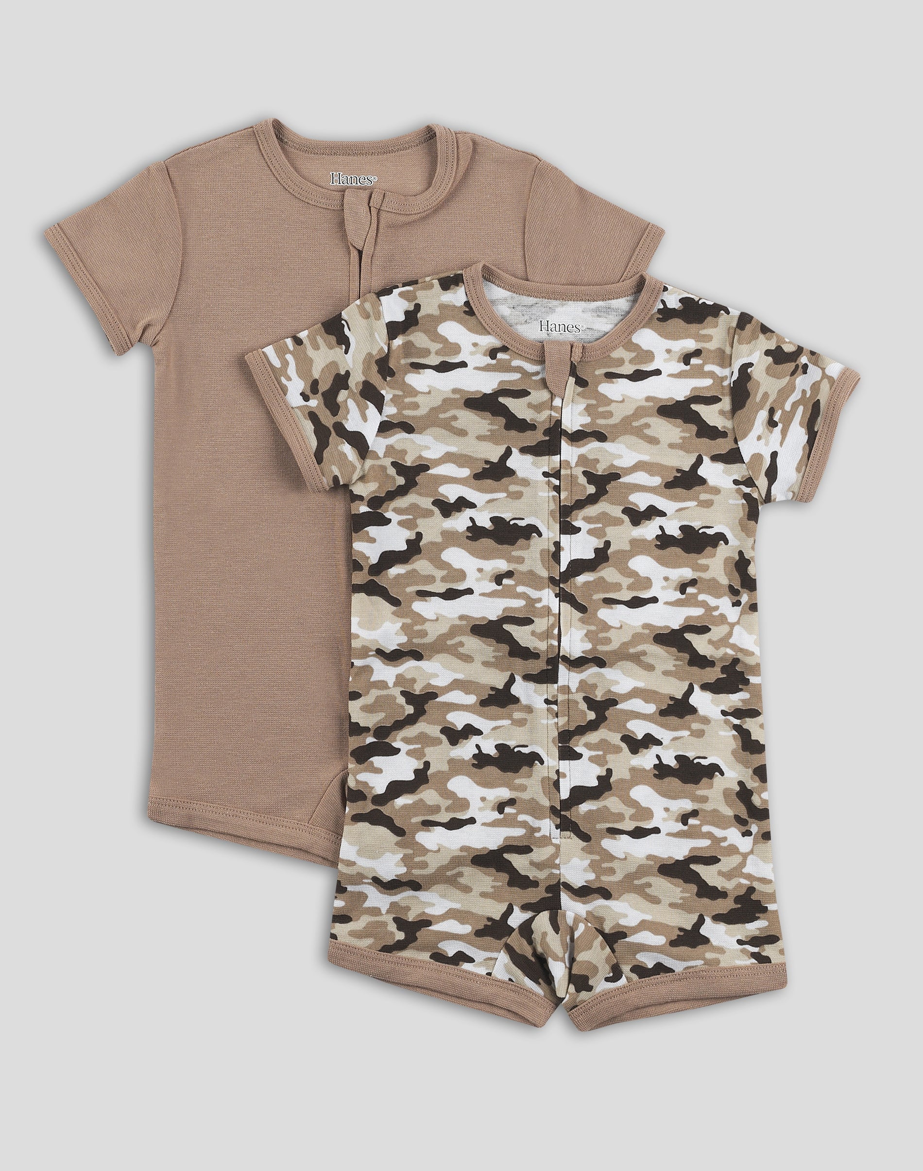 Hanes Zippin Baby Knit Short Sleeve 2-Pack Rompers Zipper & 4-Way ...
