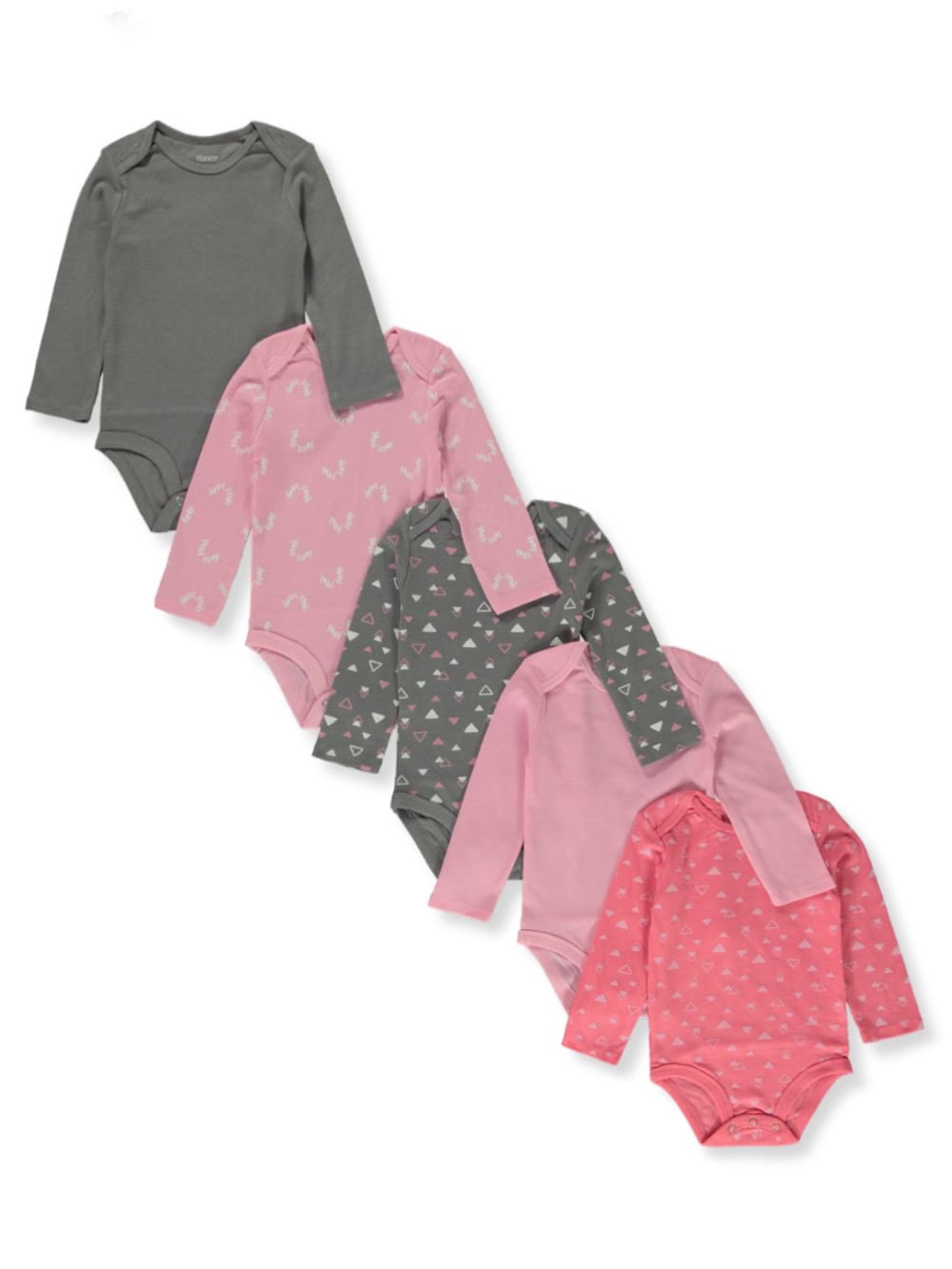 Hanes baby boys Ultimate Flexy 5 Pack Long Sleeve Bodysuits Bodystocking, Pink/Grey Shades, 18 ...